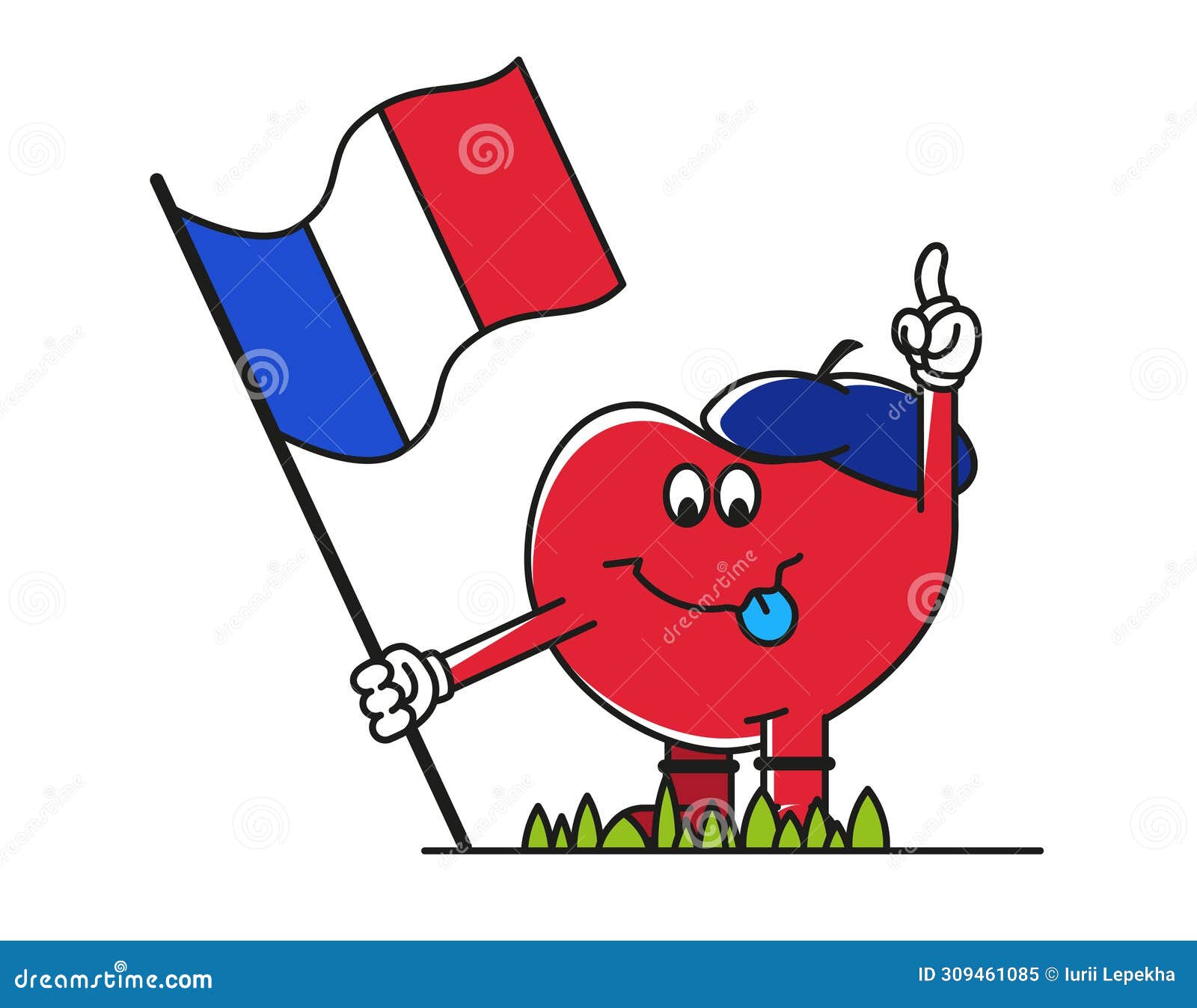 Heart with a Flag in Hands. French Language Day. Vector Illustration ...