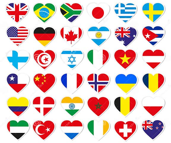 Heart flag stickers stock vector. Illustration of emblem - 23072707
