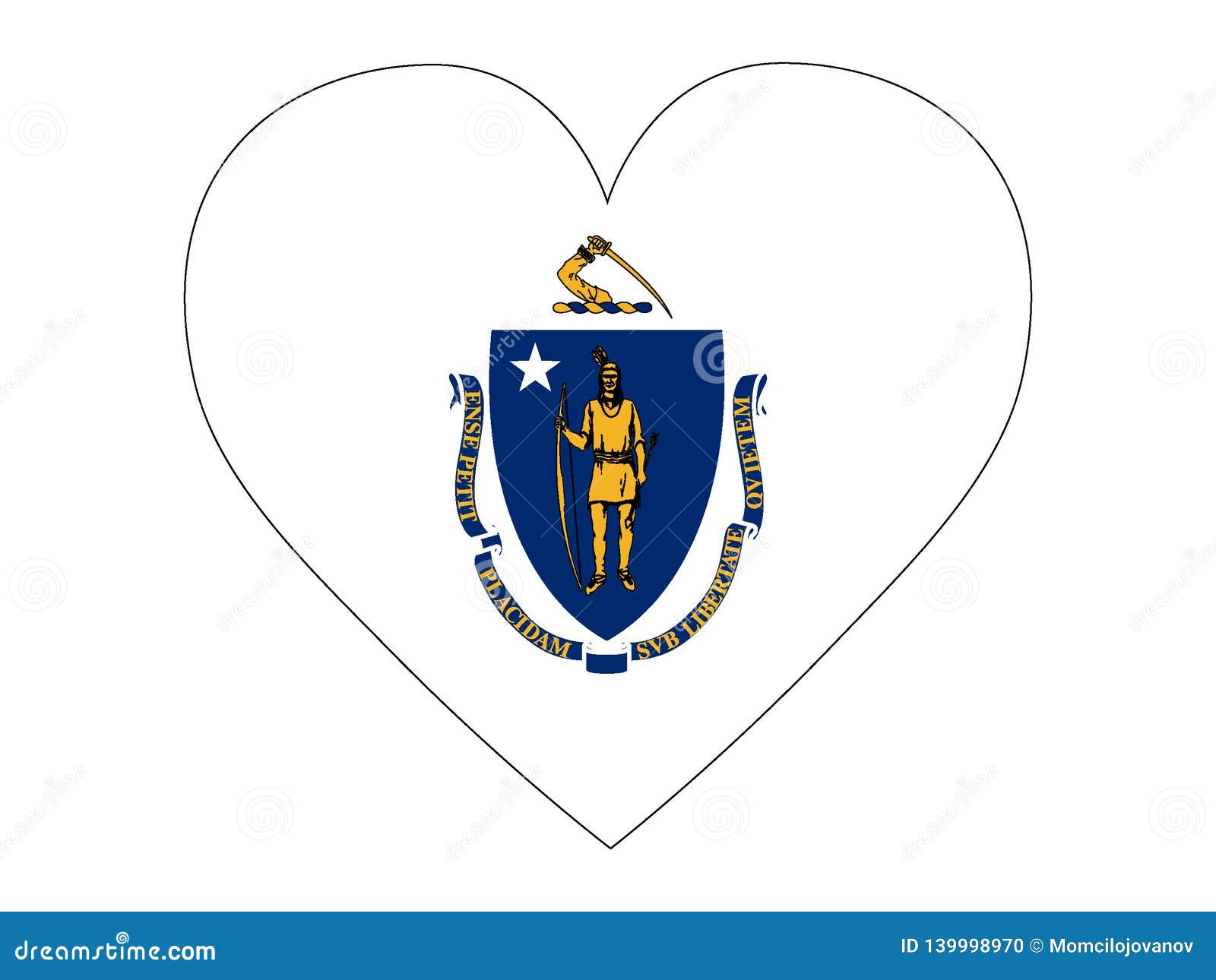 Heart Flag of USA State of Massachusetts Stock Vector - Illustration of ...