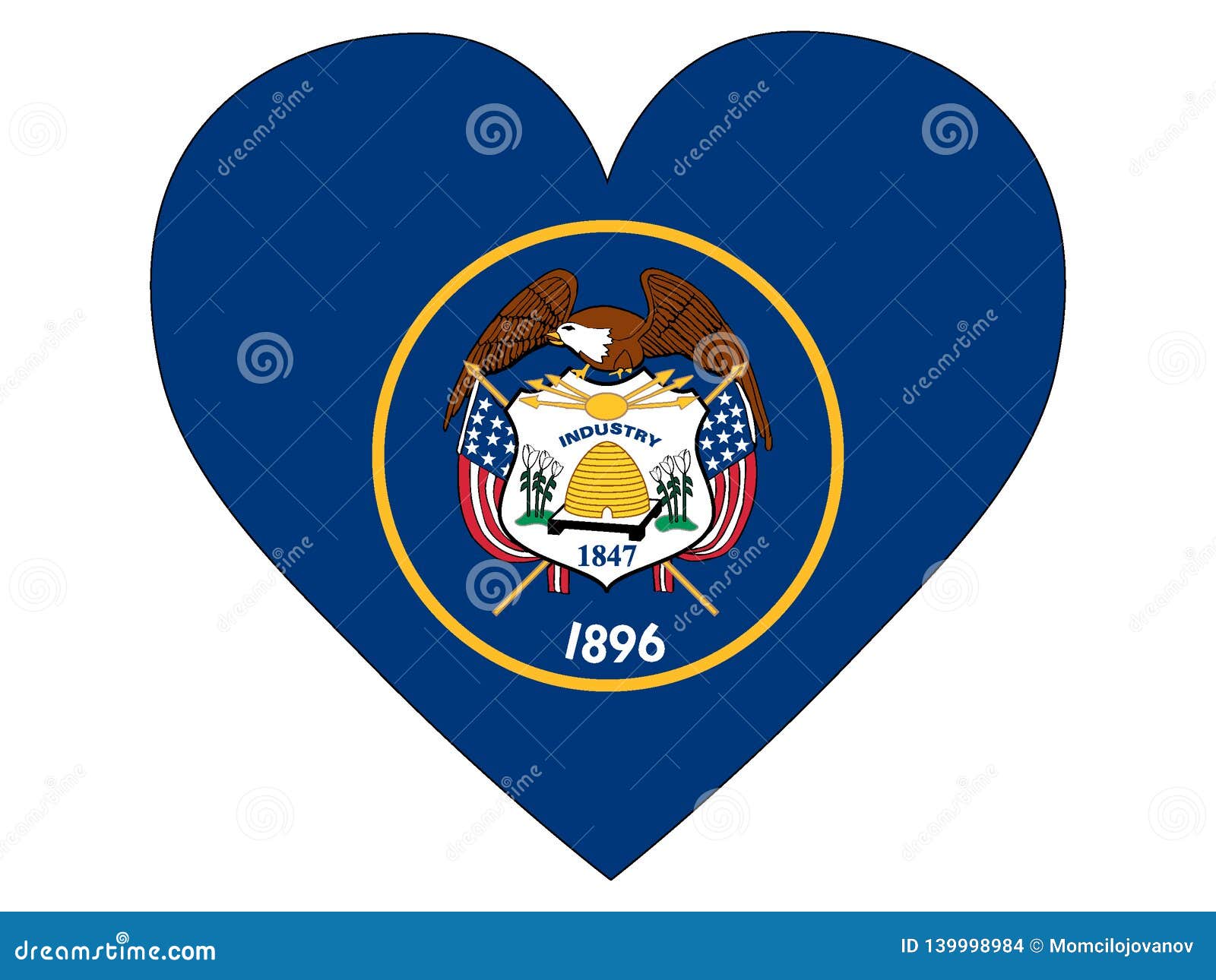 Heart Flag of USA State of Utah Stock Vector - Illustration of flag ...