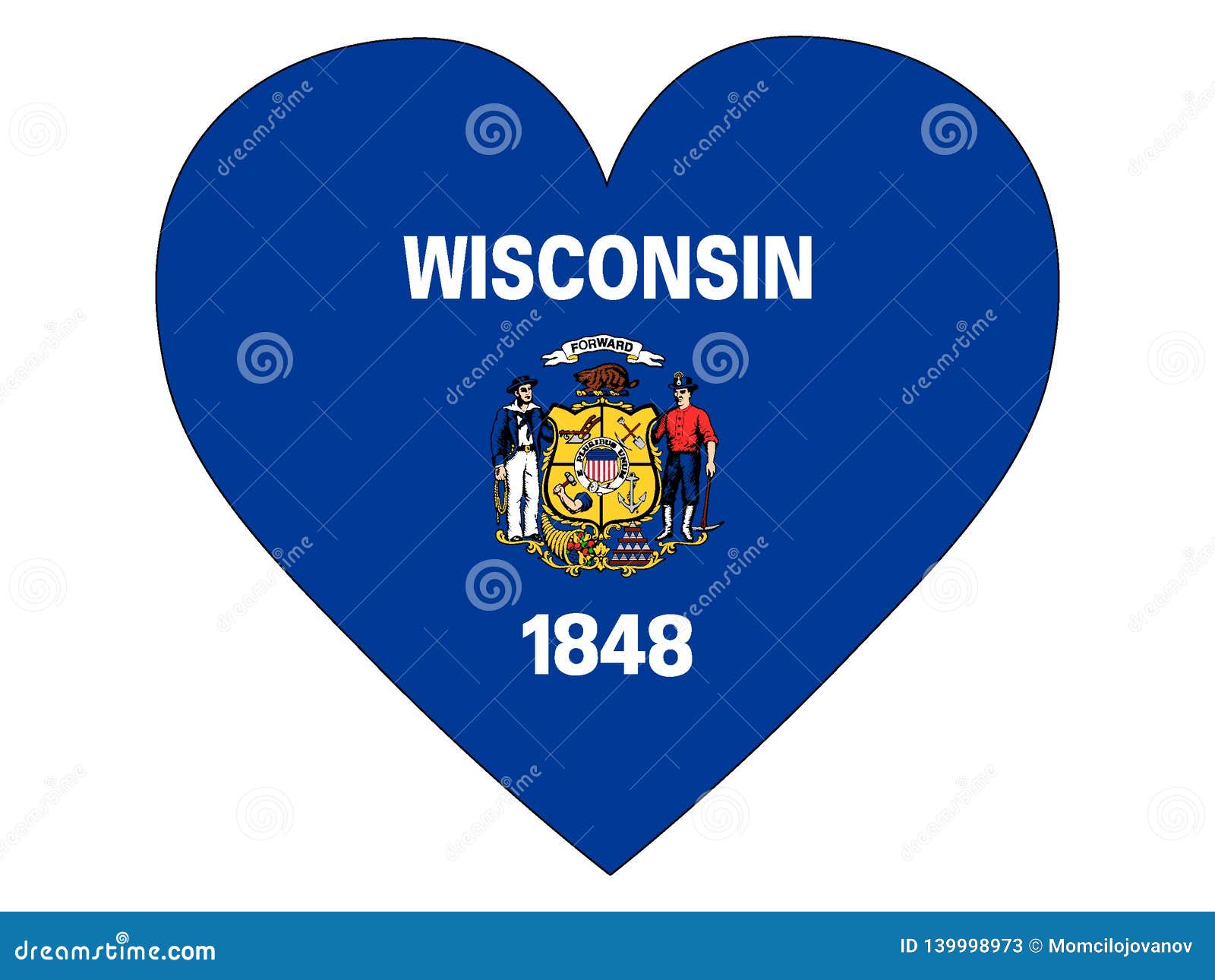 Heart Flag of USA State of Wisconsin Stock Vector - Illustration of ...