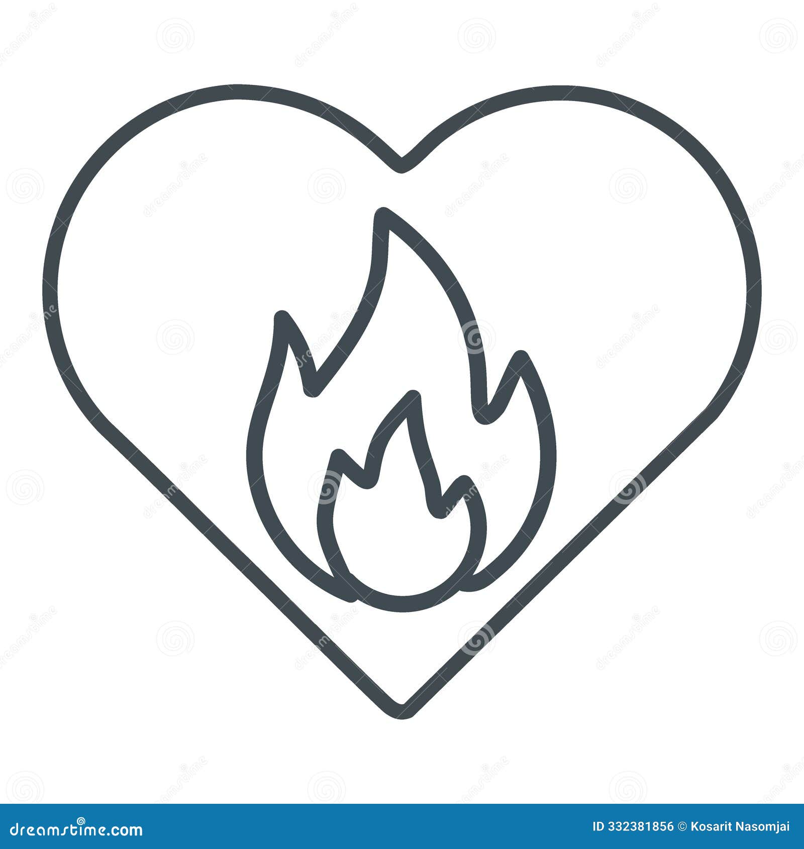 Heart With Flame Icon. Simple Line Drawing Of A Heart With A Flame ...