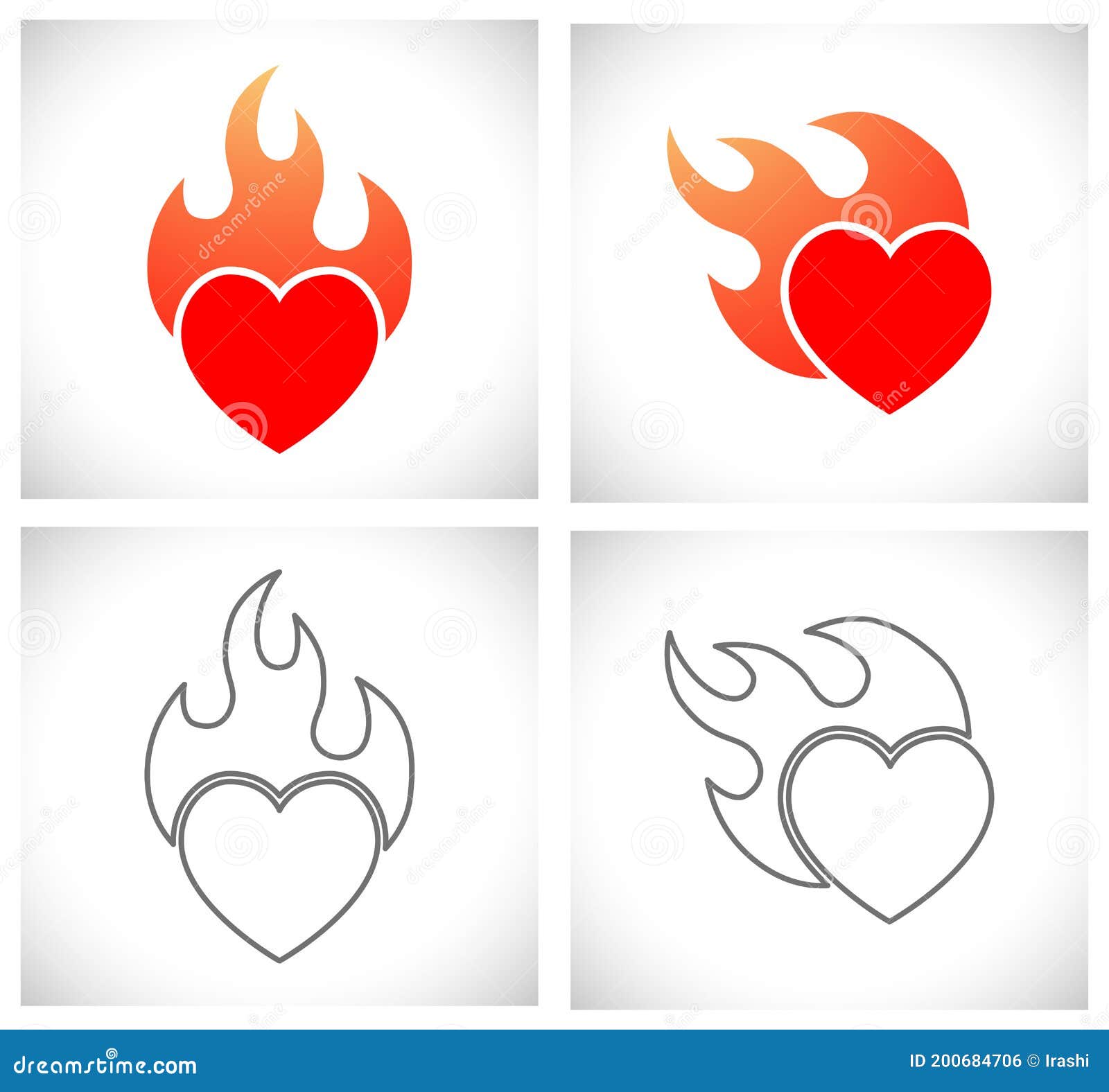 Heart flame icon stock vector. Illustration of card - 200684706