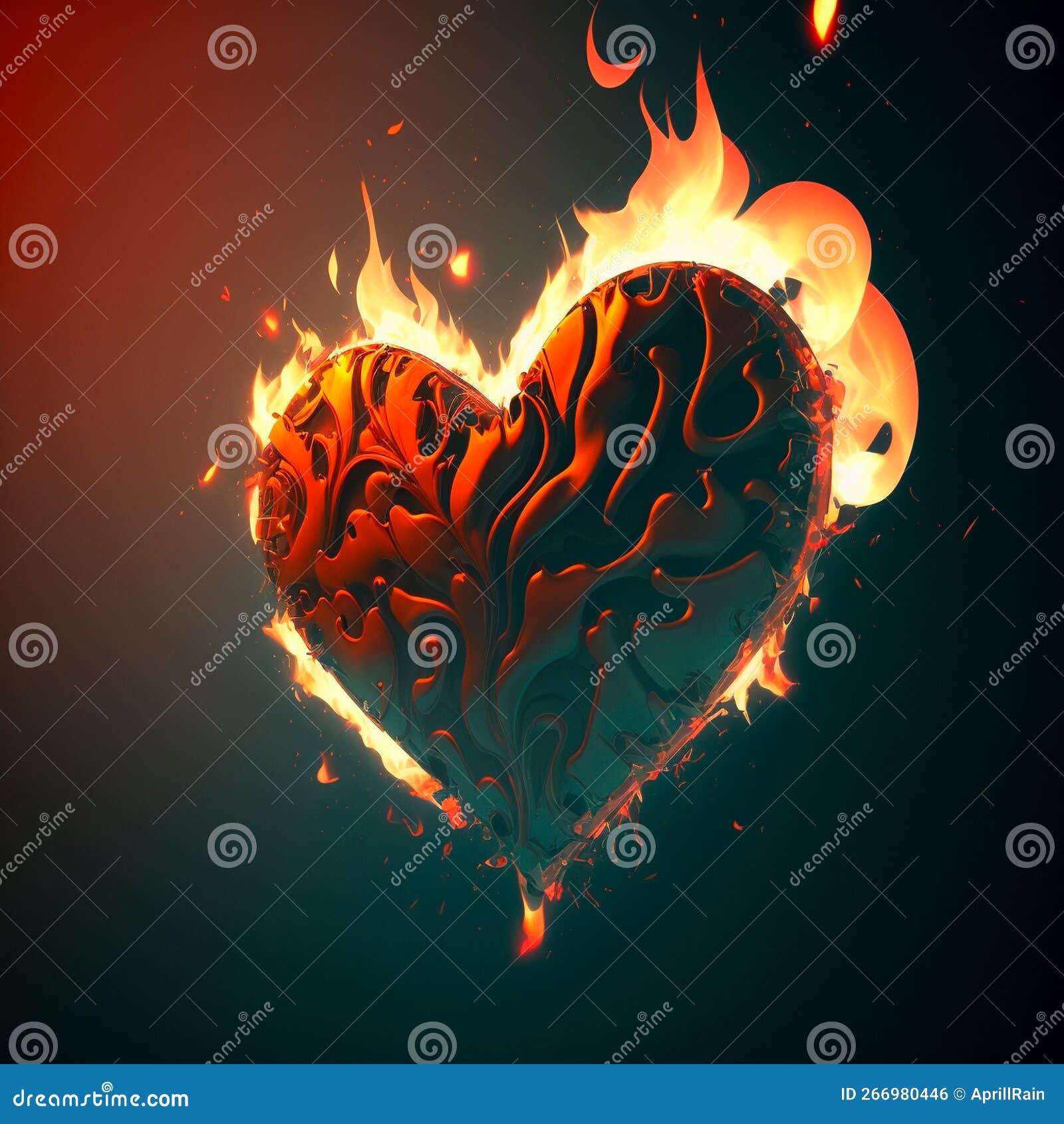 A heart in flames stock illustration. Illustration of burn - 266980446