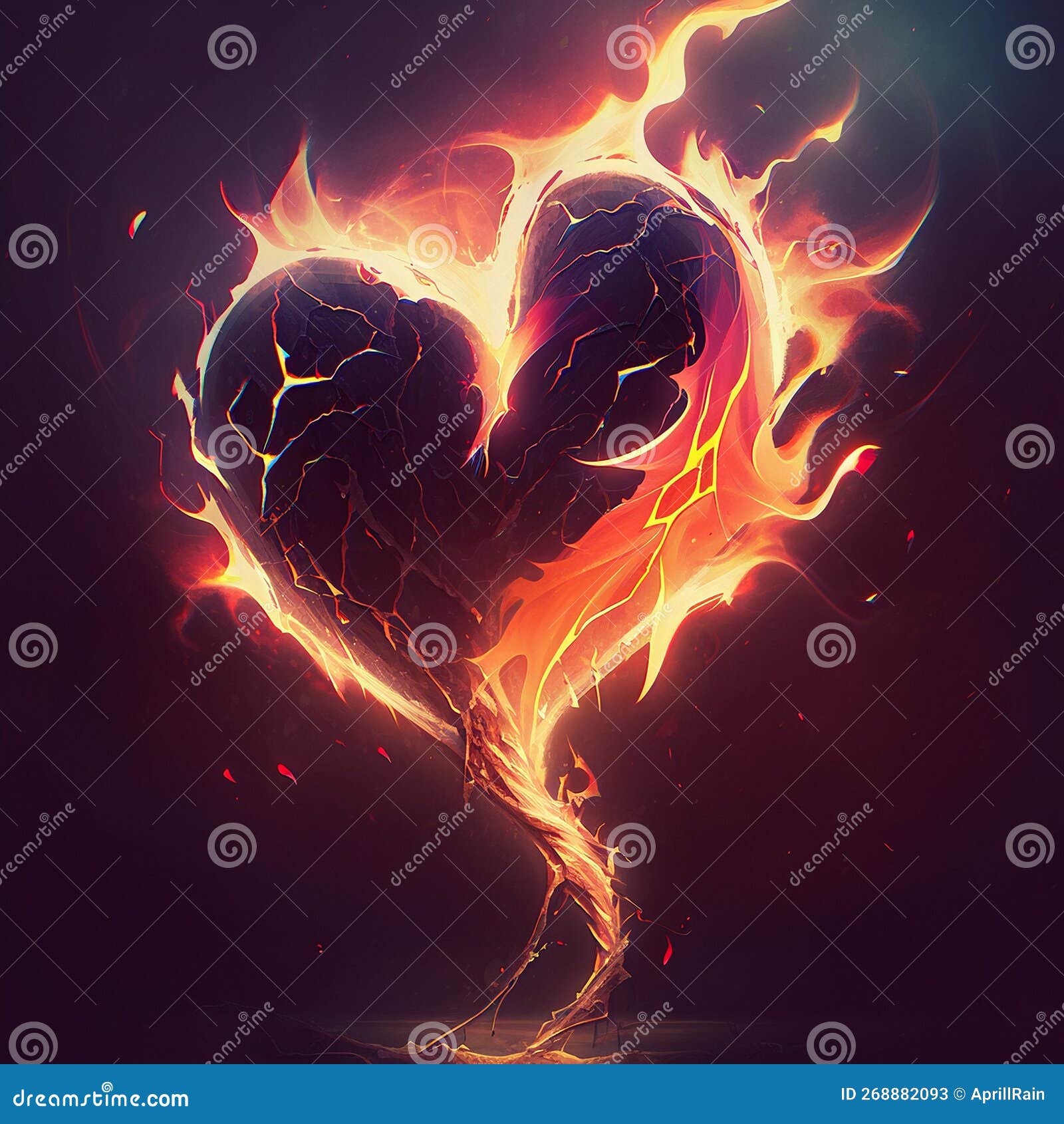 A heart in flames stock illustration. Illustration of flame - 268882093