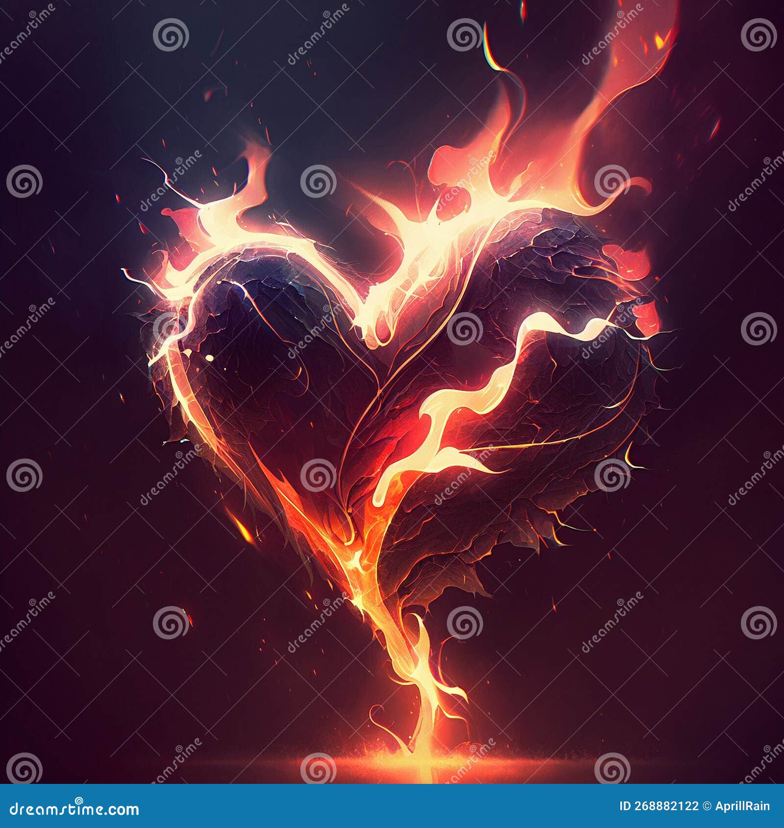 A heart in flames stock illustration. Illustration of beauty - 268882122