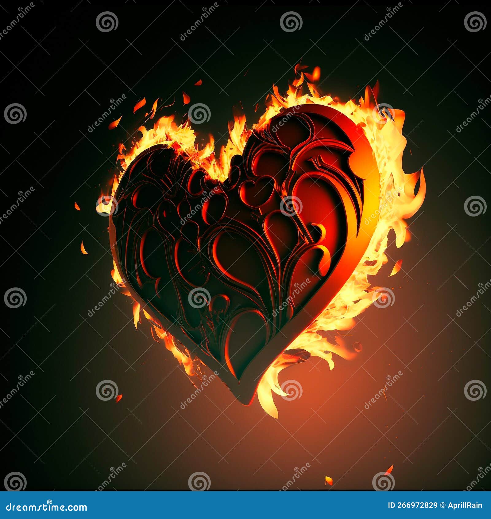 A heart in flames stock illustration. Illustration of dreamy - 266972829