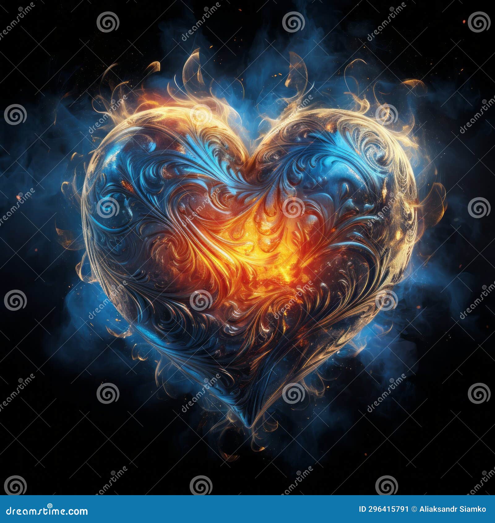 A Heart with Flames and Smoke Stock Image - Image of abstract, fire ...