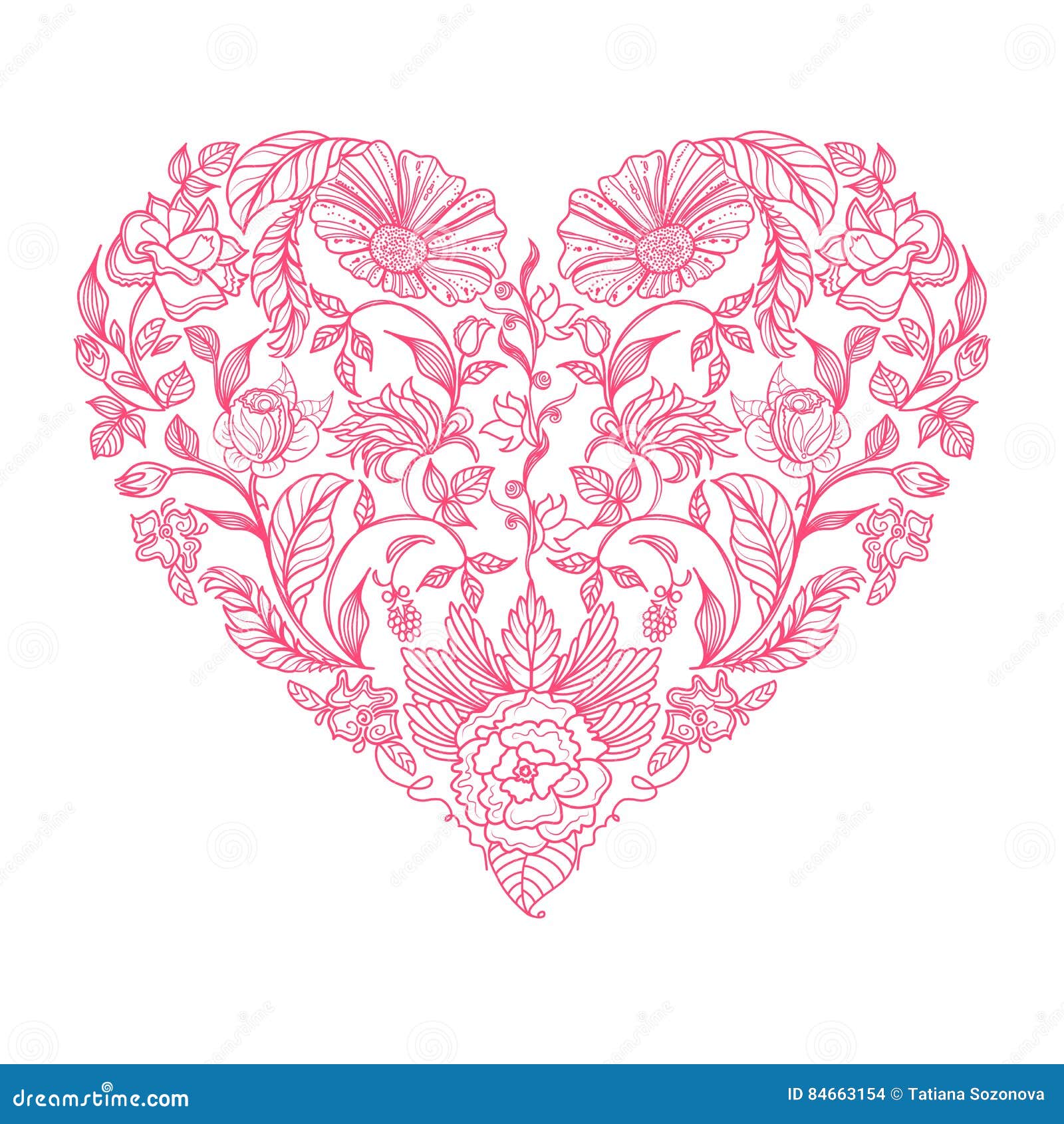 Heart floral pattern stock illustration. Illustration of ornament ...