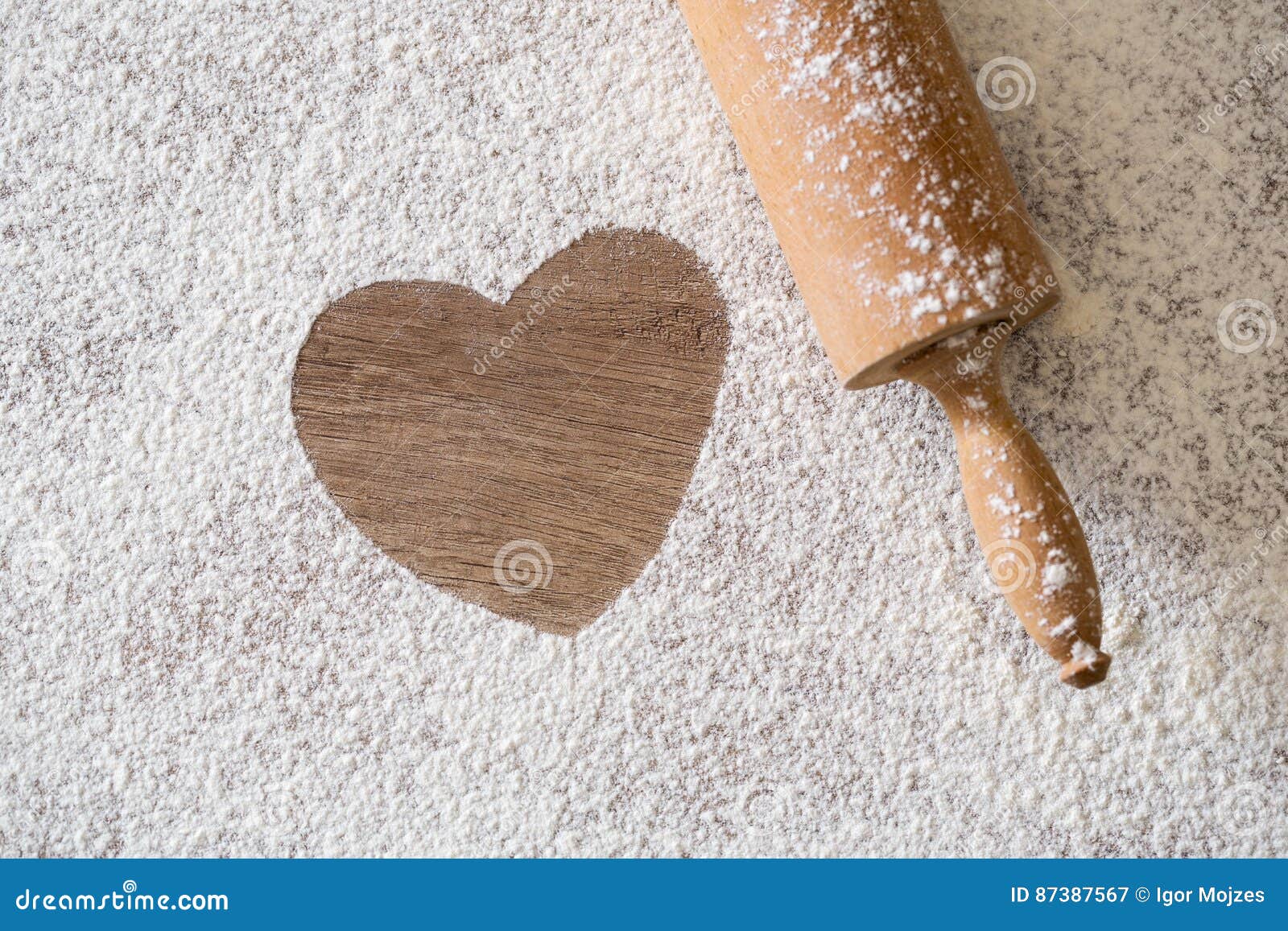 Heart of the Flour and Rolling Pin Stock Image - Image of dough, food ...