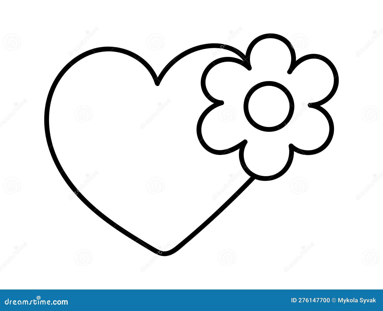 Heart with Flower Lined stock vector. Illustration of element - 276147700