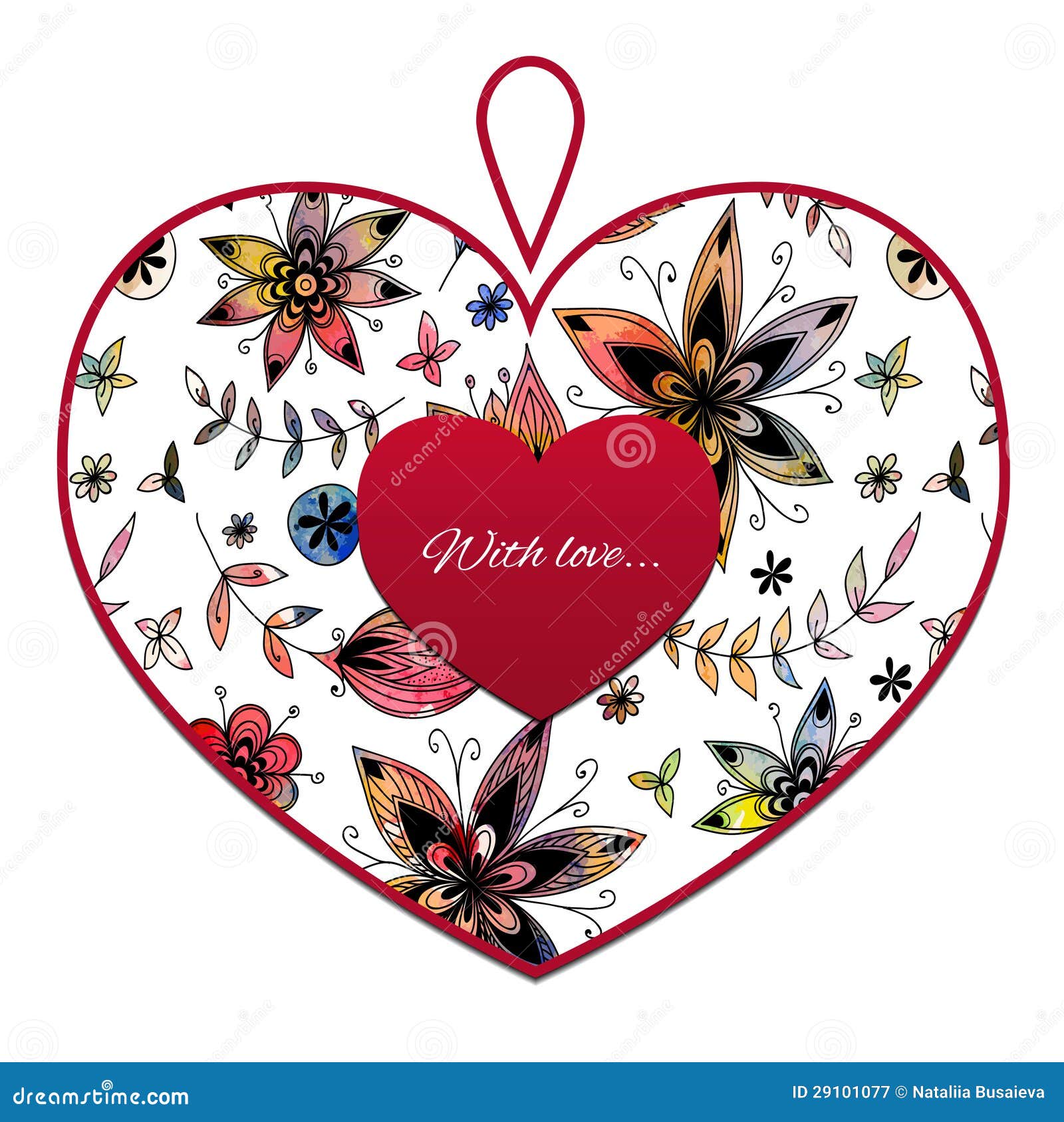 Heart with flower pattern stock vector. Illustration of color - 29101077