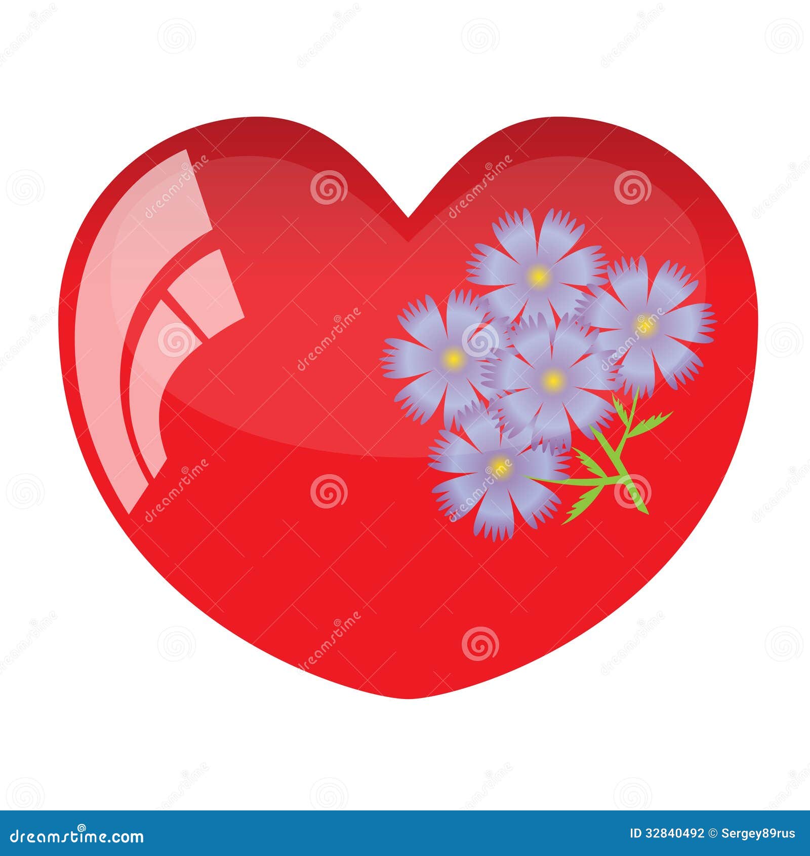 Heart and flower. stock vector. Illustration of gift - 32840492