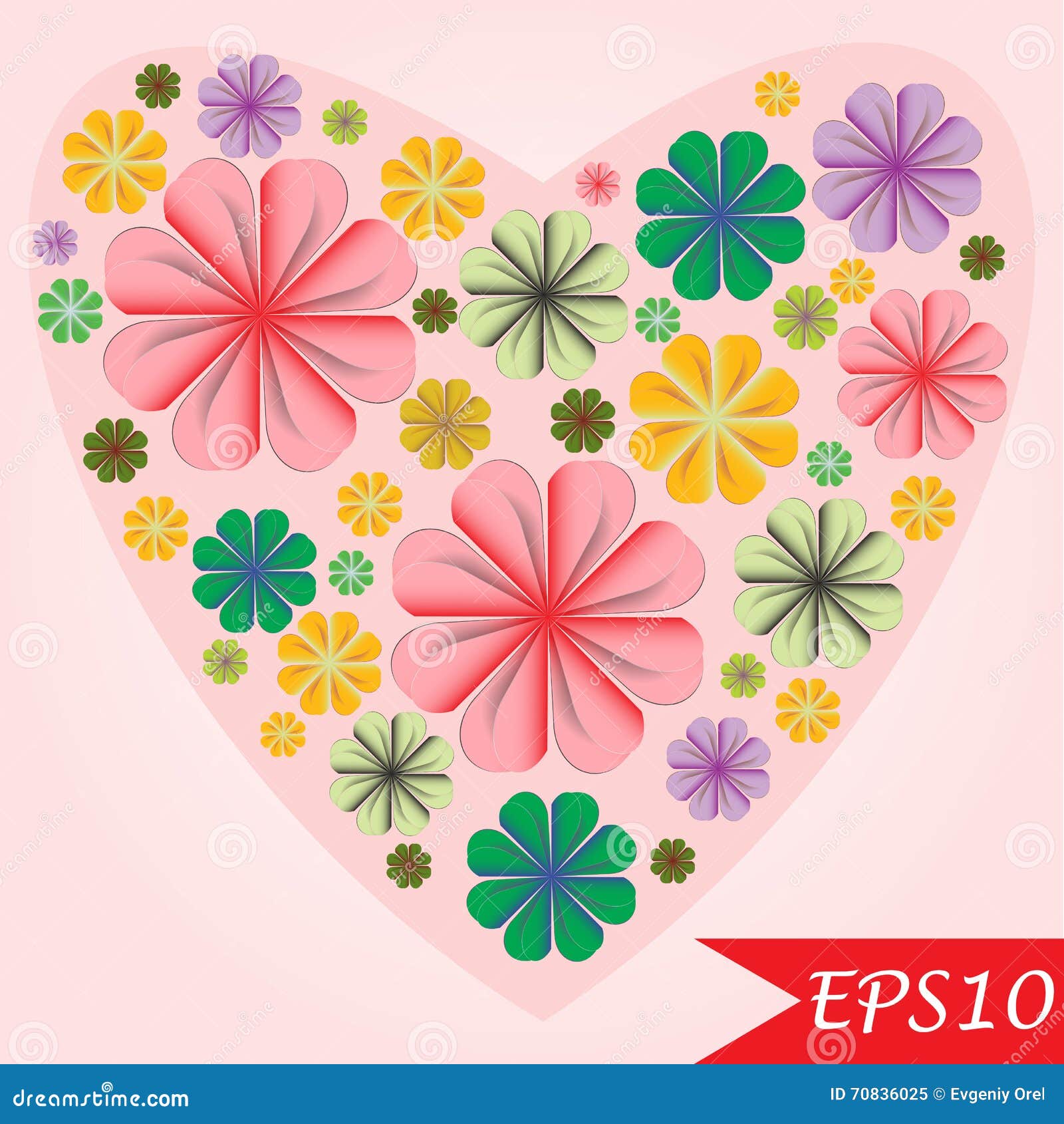 Heart of flowers stock vector. Illustration of greeting - 70836025