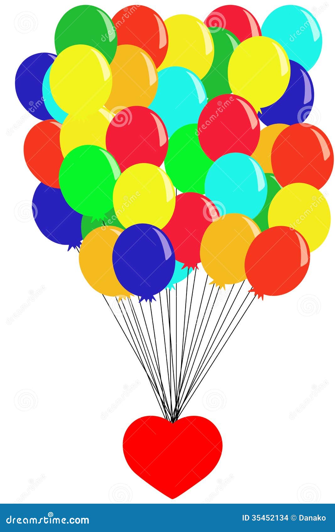 Heart Flying with Balloons - Illustration Stock Illustration ...