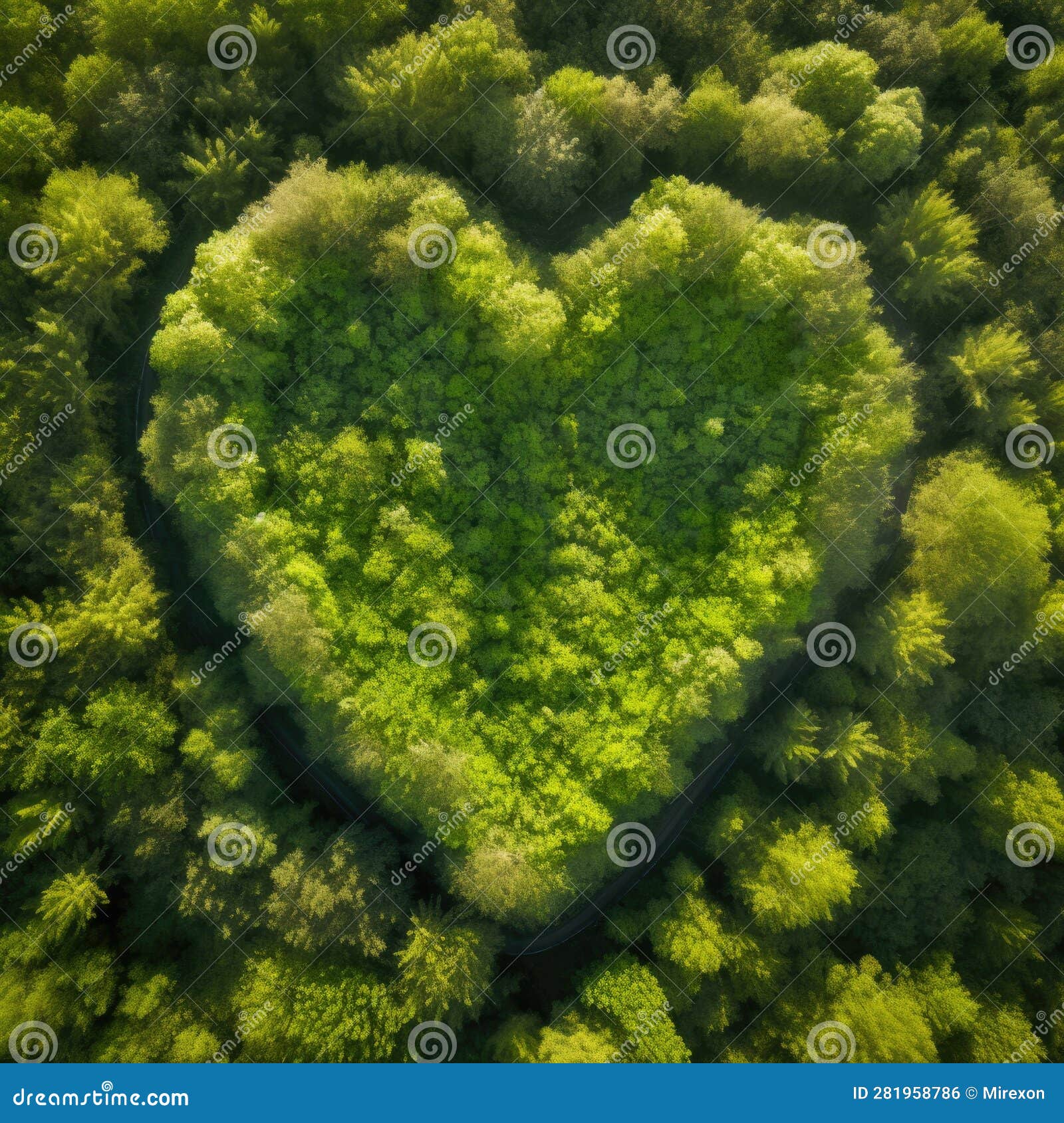 Heart Forest Shape In The Forest From Aerial View In Concept Of ...