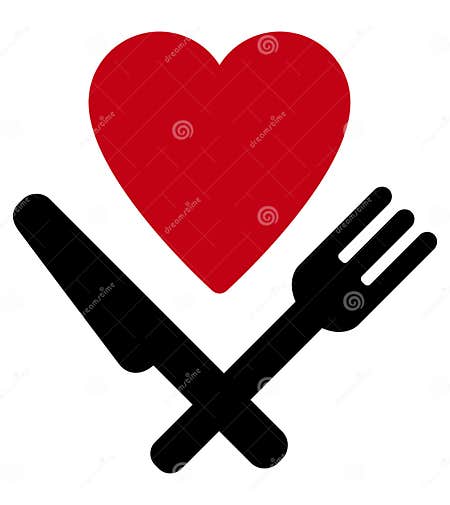 Heart, fork and knife stock vector. Illustration of dish - 15778124
