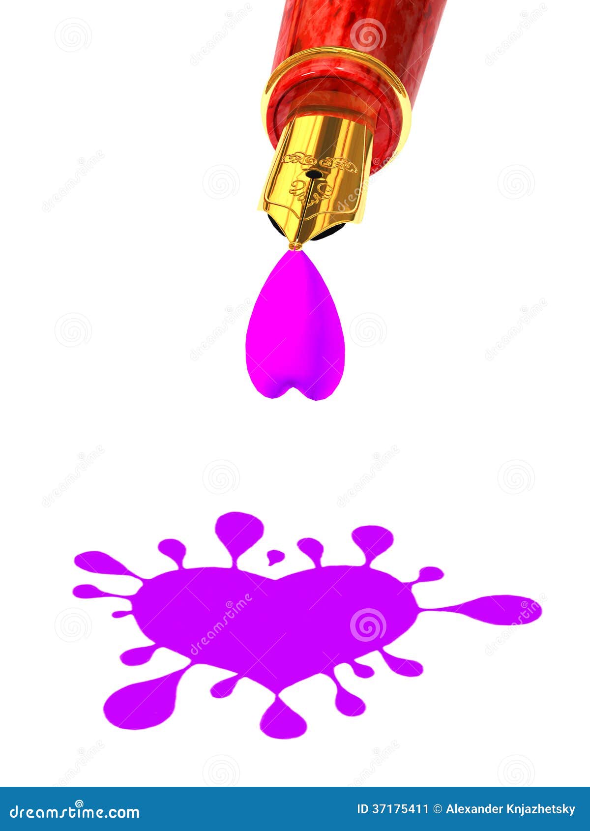 Heart in the Form of a Drop of Ink Stock Illustration - Illustration of ...