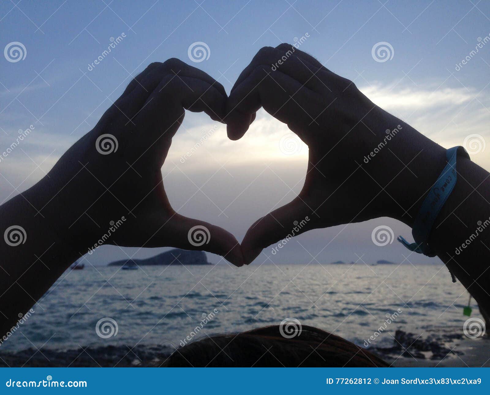 Heart Form with Human Fingers and Sunset Stock Photo - Image of love ...