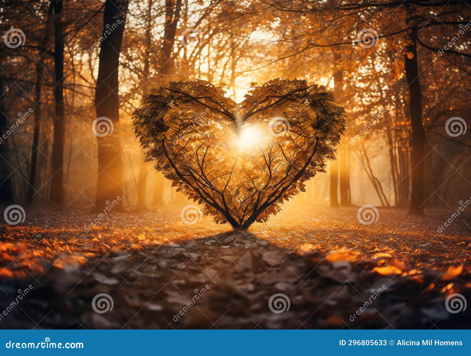 Heart Formed by Tree Branches and Leaves on a Forest Trail. Environment ...