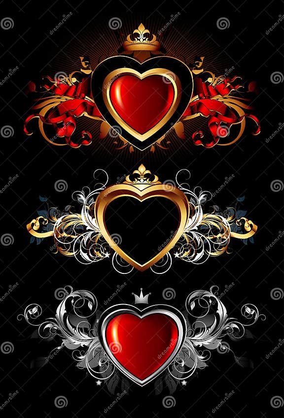 Heart Forms with Ornate Elements Stock Vector - Illustration of decor ...