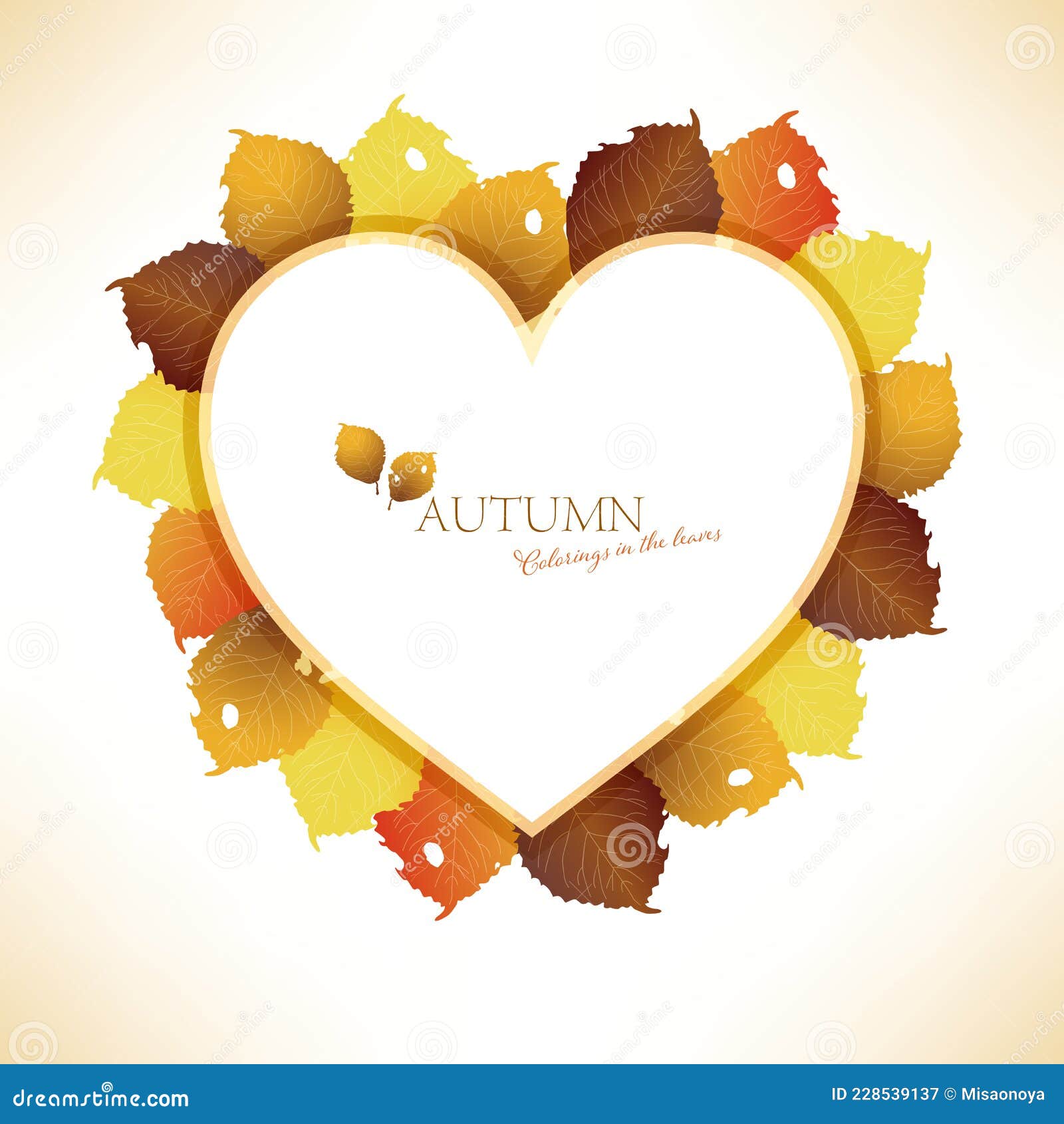 Heart Frame with Dead Leaf Illustration Stock Vector - Illustration of ...