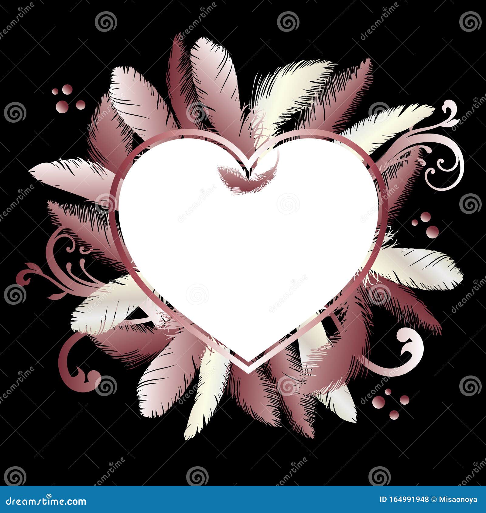 Heart Frame with Feather Background Stock Vector - Illustration of ...