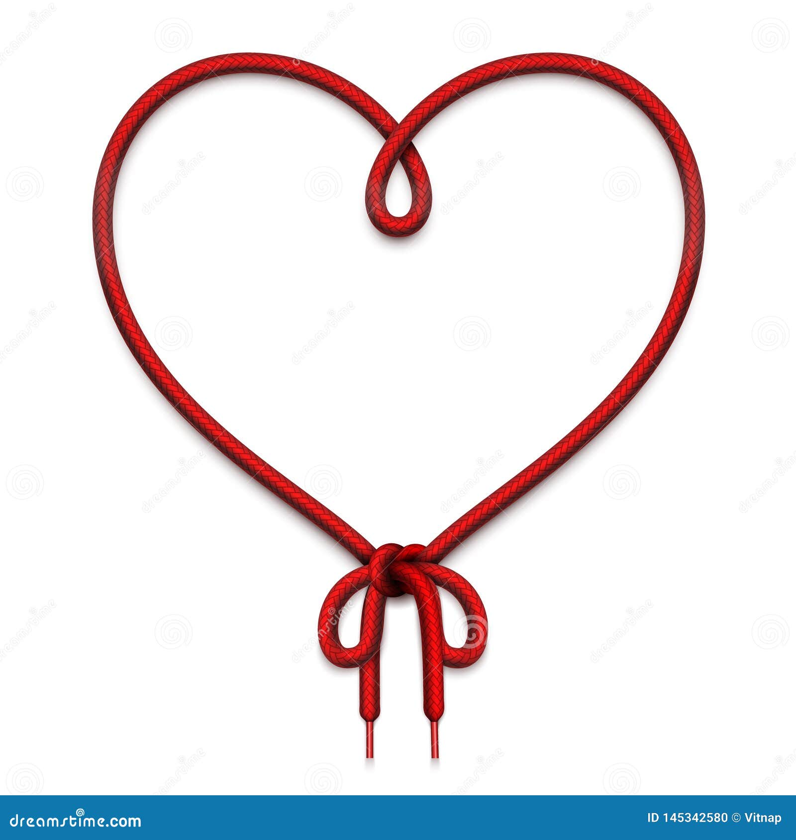 Heart Frame Made of Loop of Lacing with Bowknot. Vector Template ...