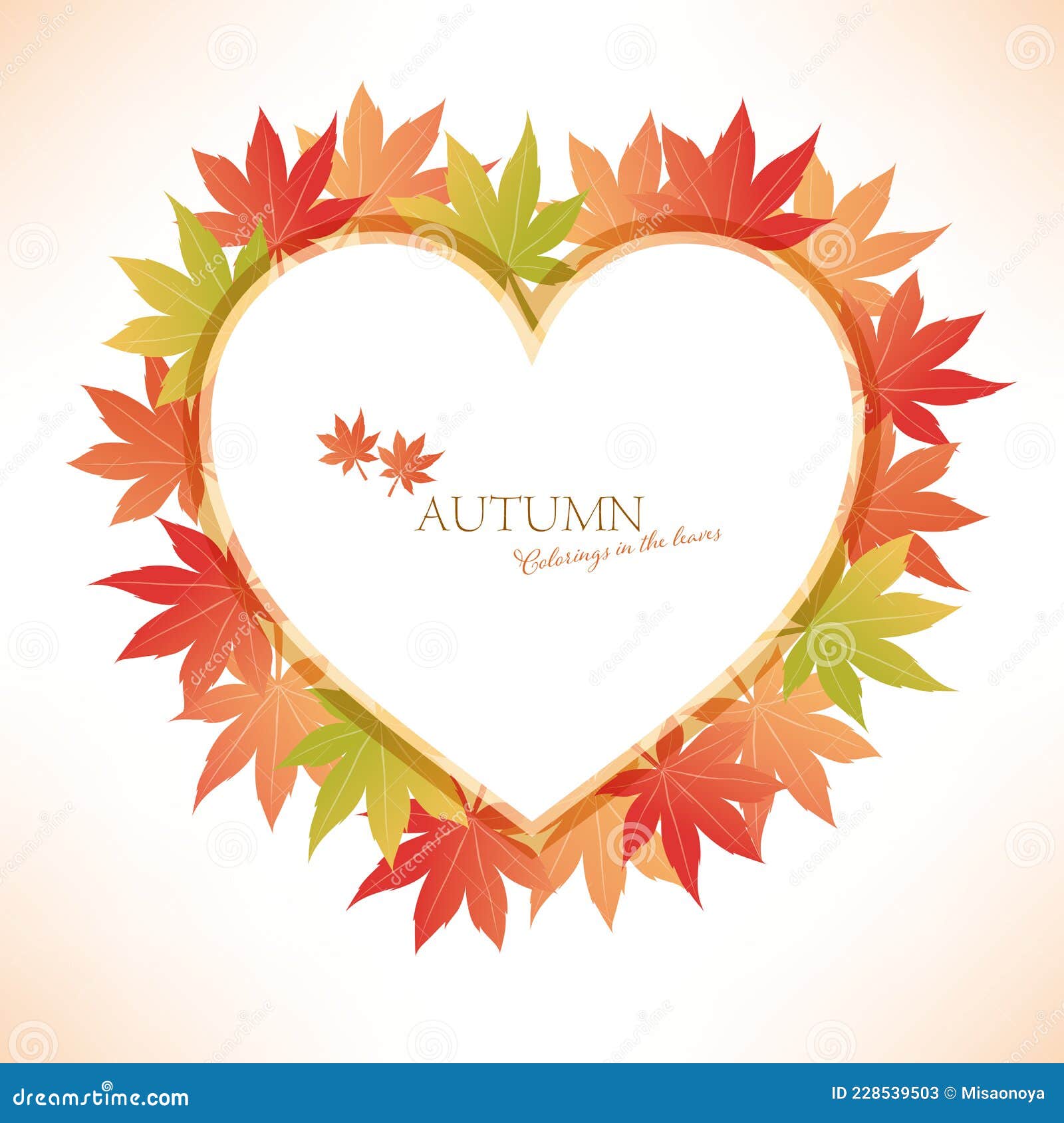 Heart Frame with Maple Leaf Illustration Stock Vector - Illustration of ...