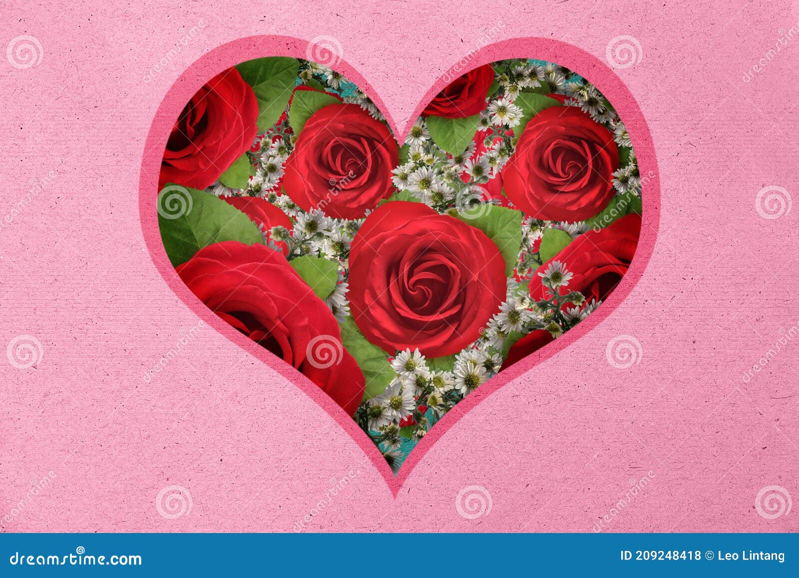 Heart Frame with Red Rose Flower Stock Photo - Image of ornament, pink ...