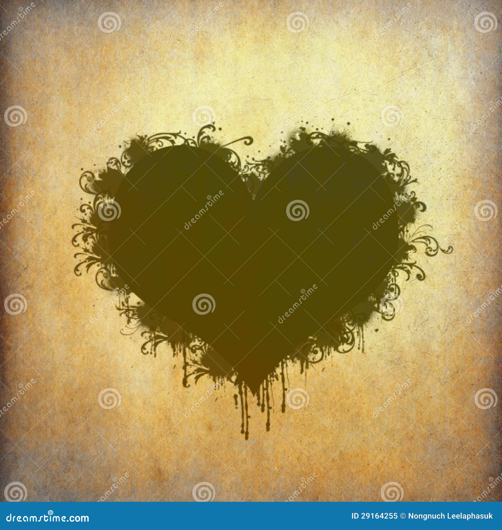 Heart Frame Stained on Old Paper Stock Illustration - Illustration of ...