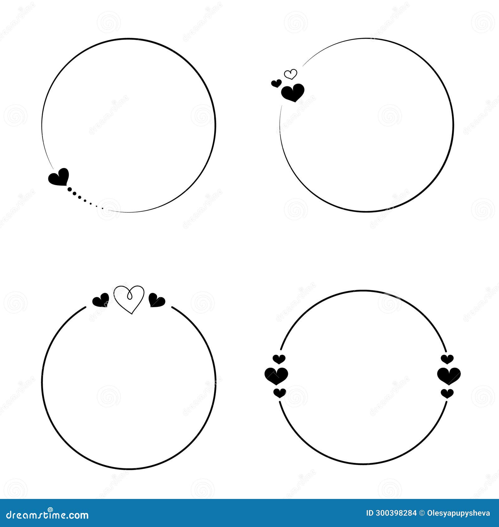 Heart Frames, February 14 Romantic Frames, Heart Pattern Round Frame ...