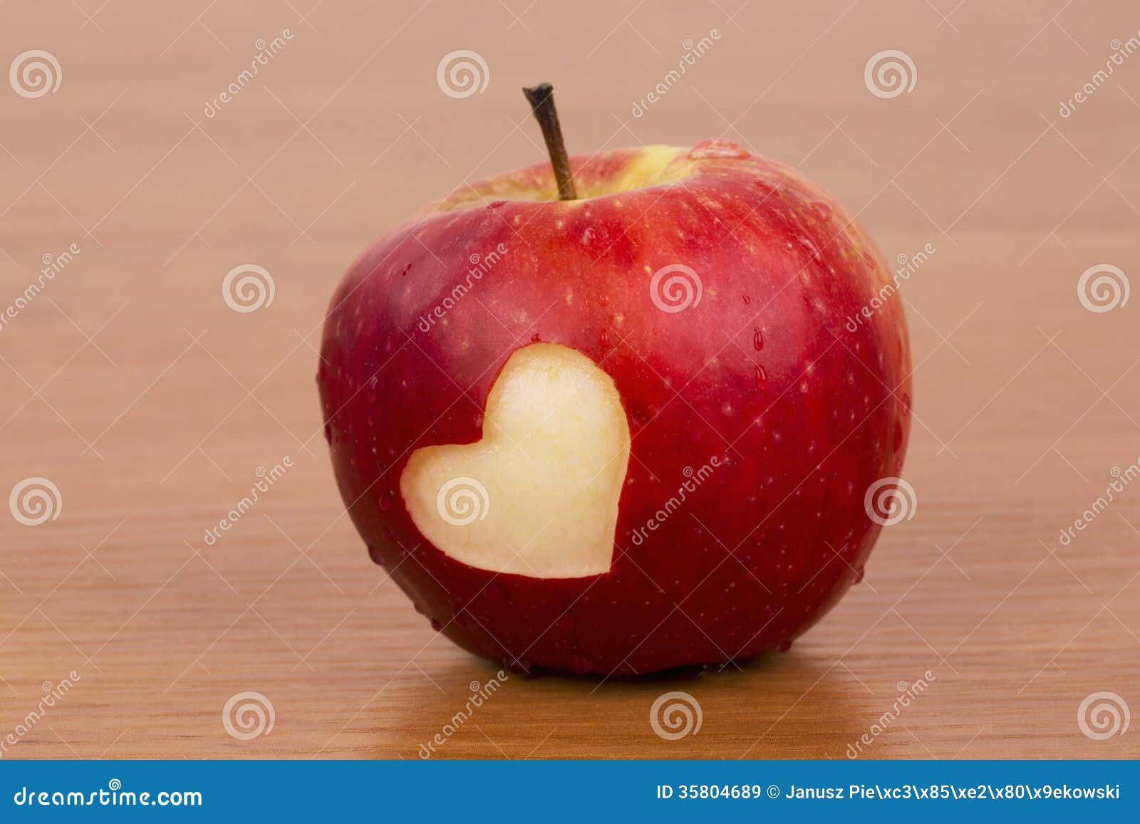 Heart on the Fresh Apple, a Valentine Theme Stock Image - Image of ...