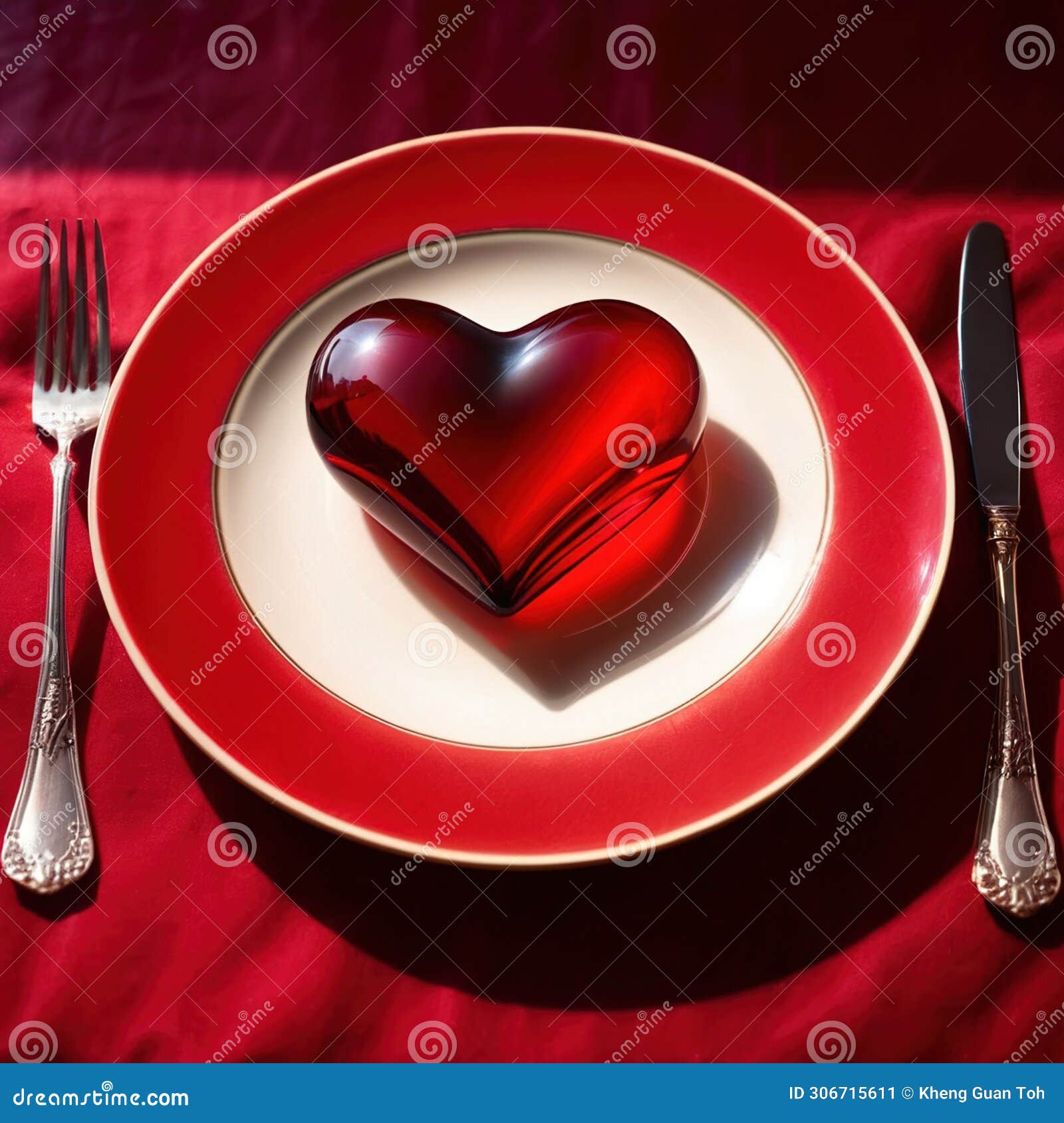 Heart Friendly Diet, with Red Heart on a Dining Plate Stock ...