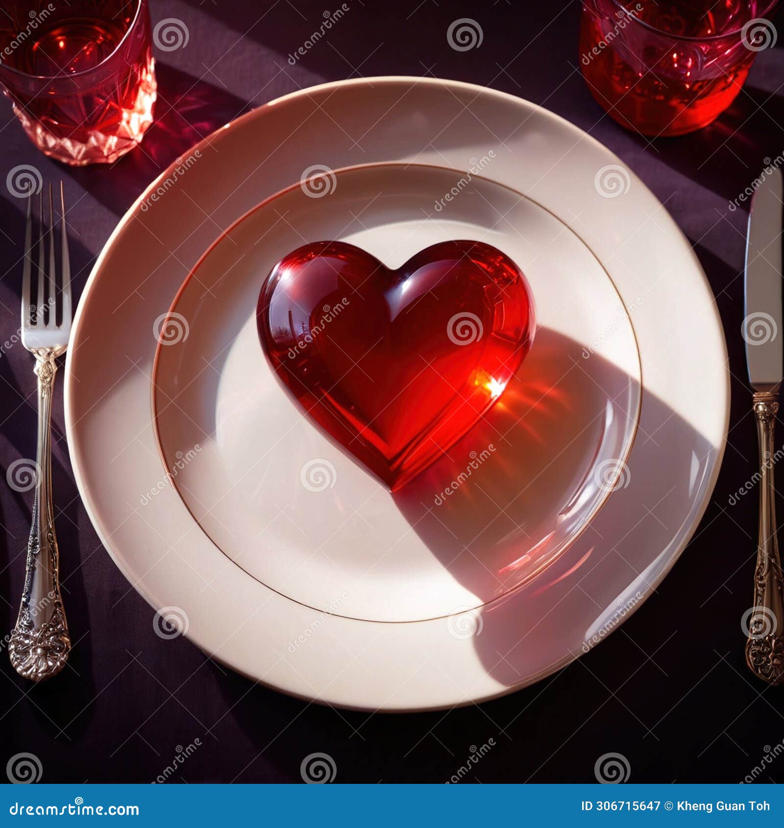 Heart Friendly Diet, with Red Heart on a Dining Plate Stock ...