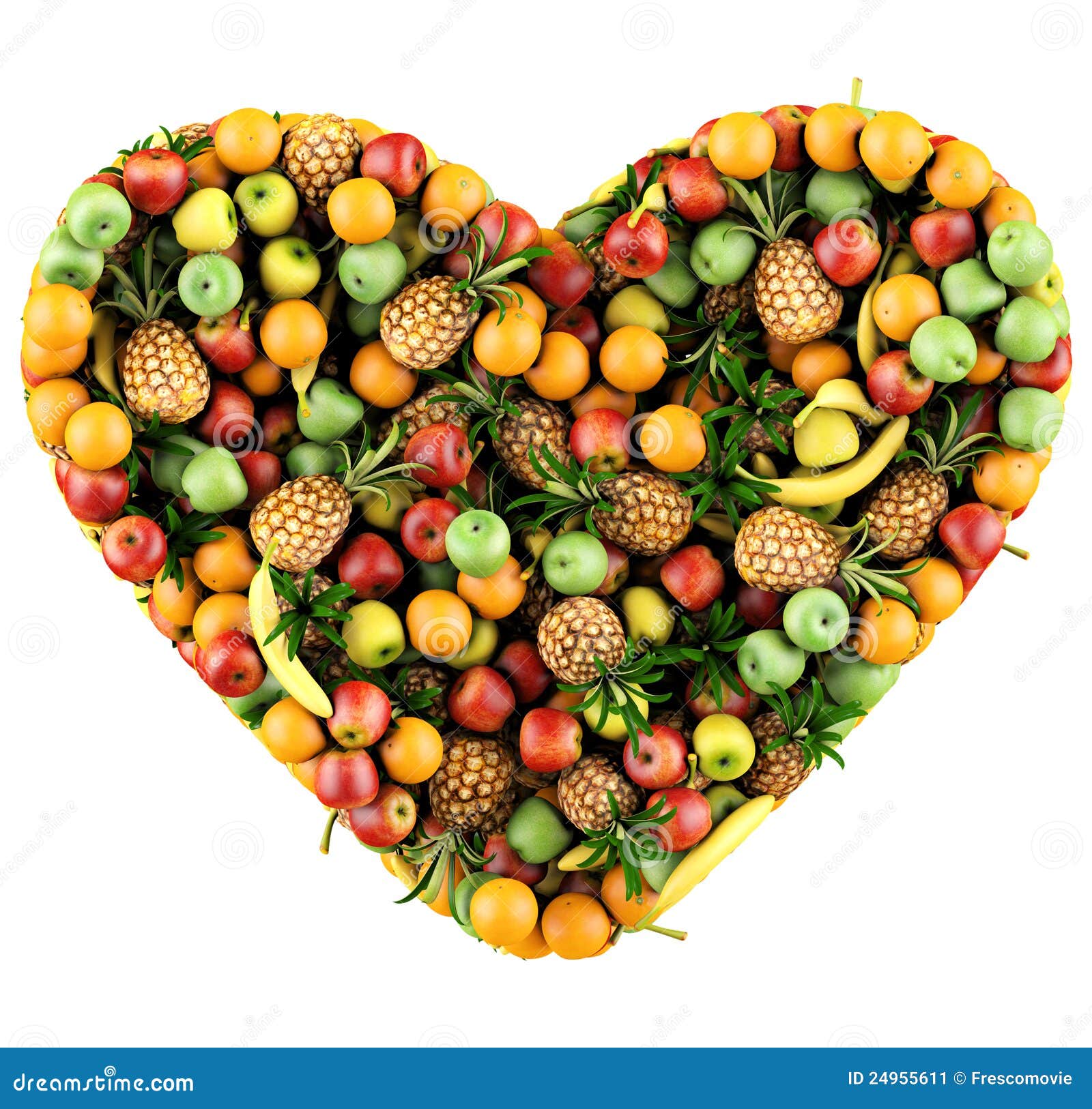 Heart of fruits. stock illustration. Illustration of render - 24955611