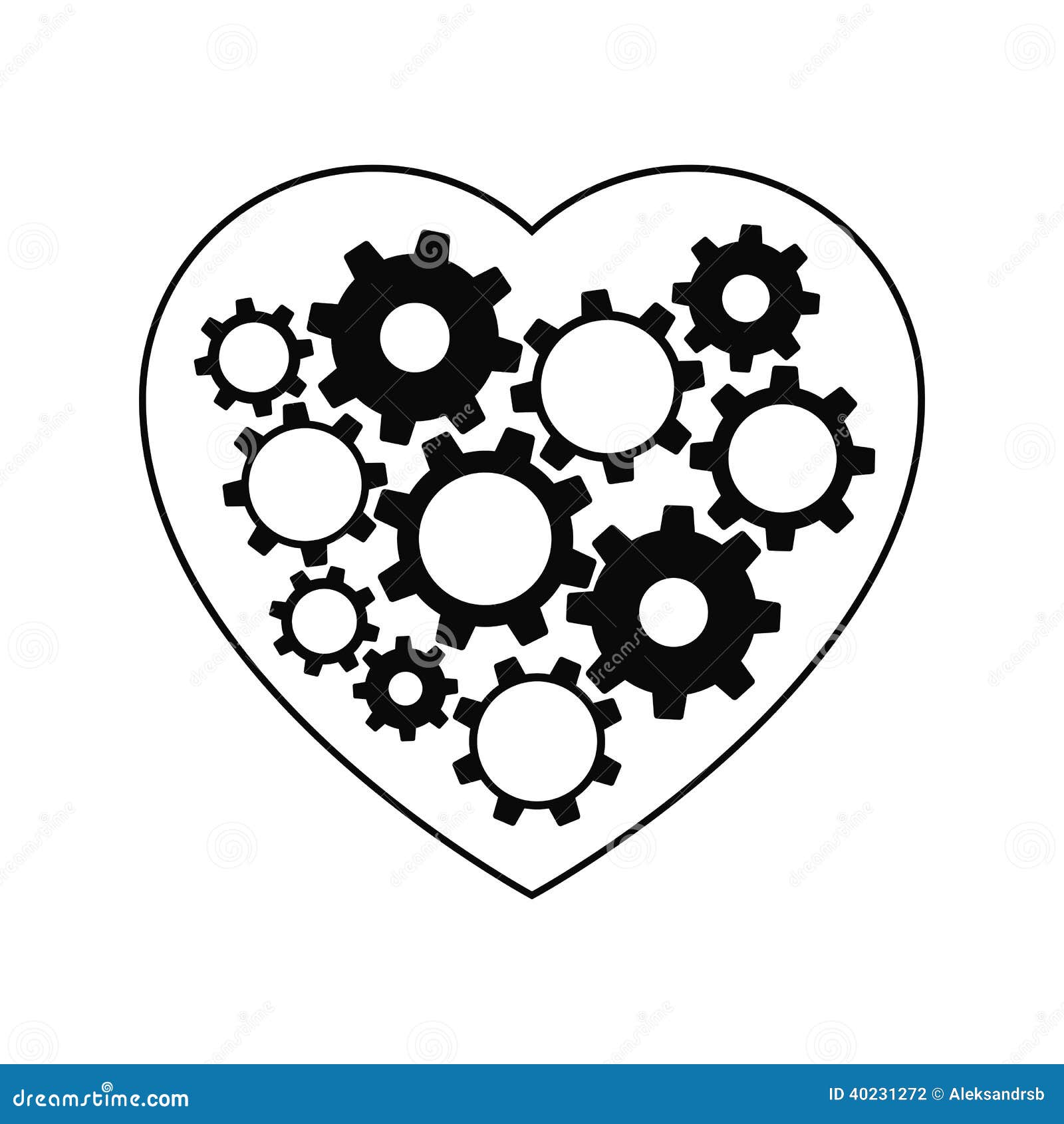 Heart with gears inside stock illustration. Illustration of mechanical ...