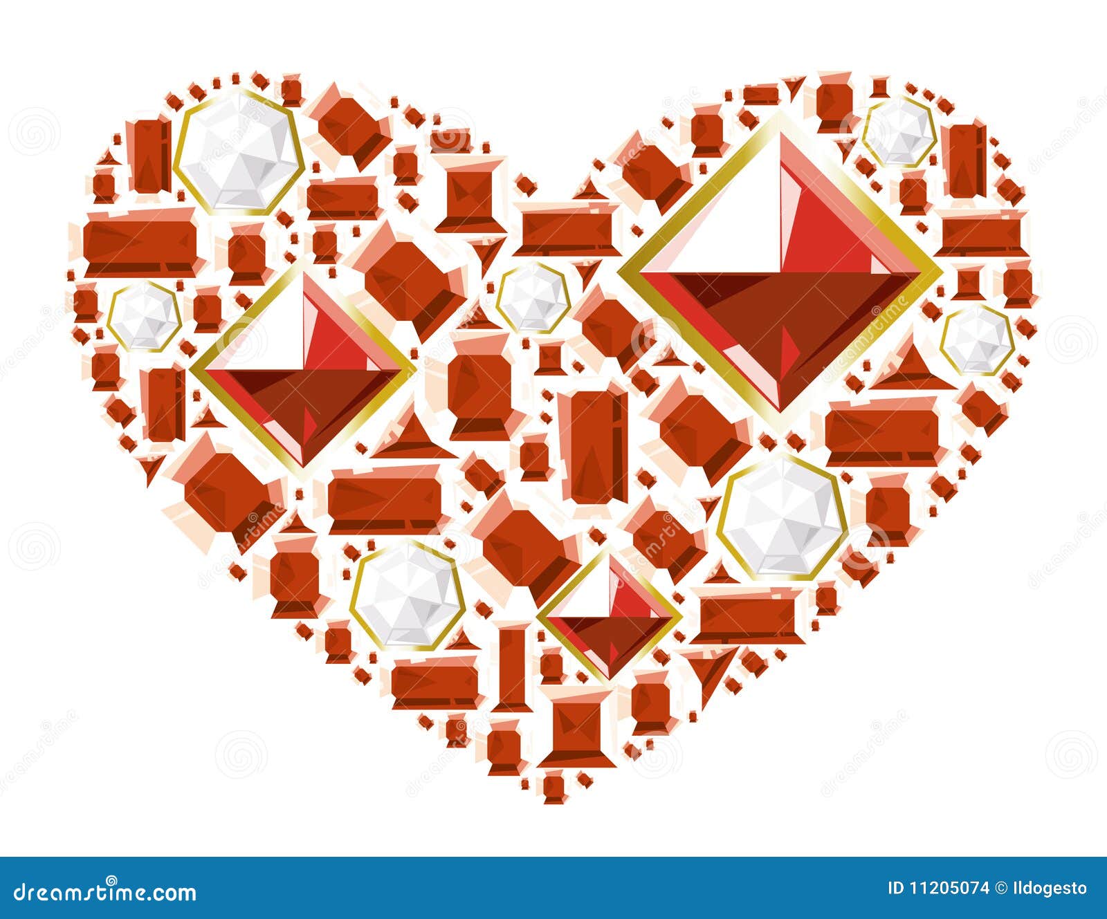 Heart of gems stock vector. Illustration of jewel, decoration - 11205074