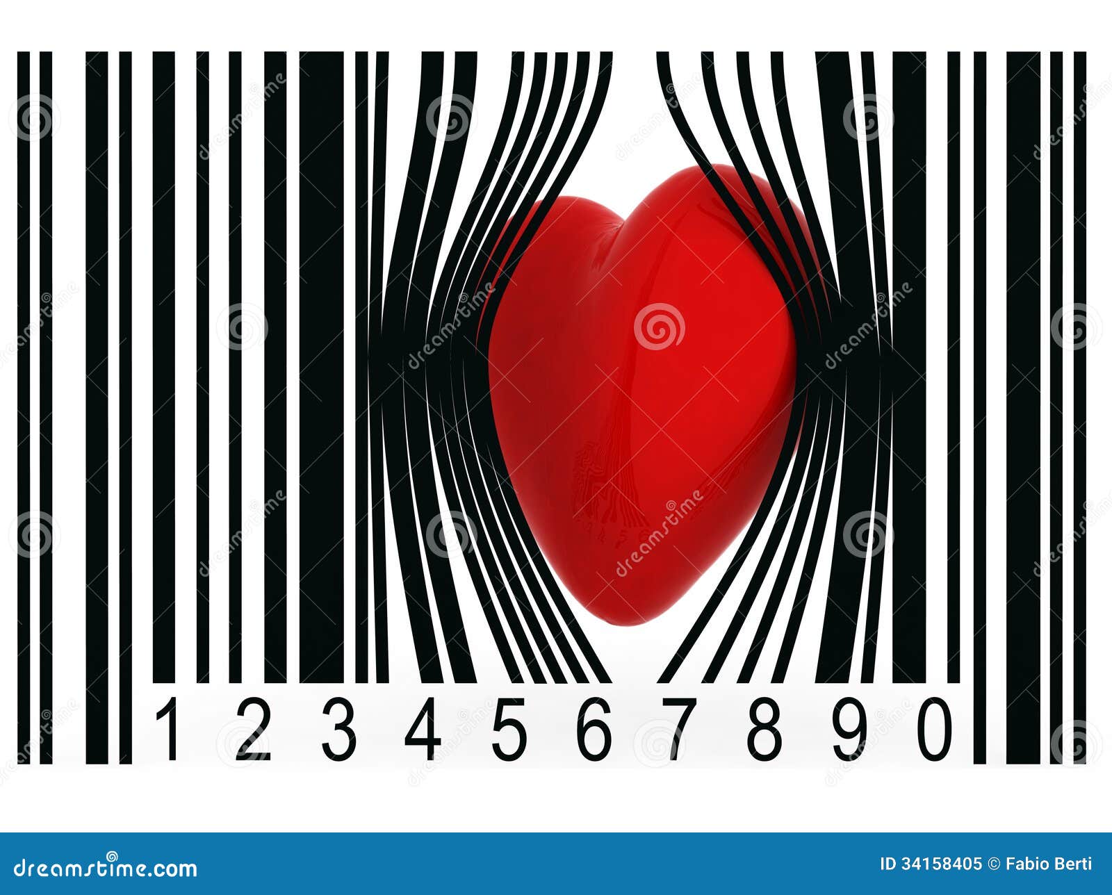 Heart that Gets Out from a Bar Code Stock Illustration - Illustration ...