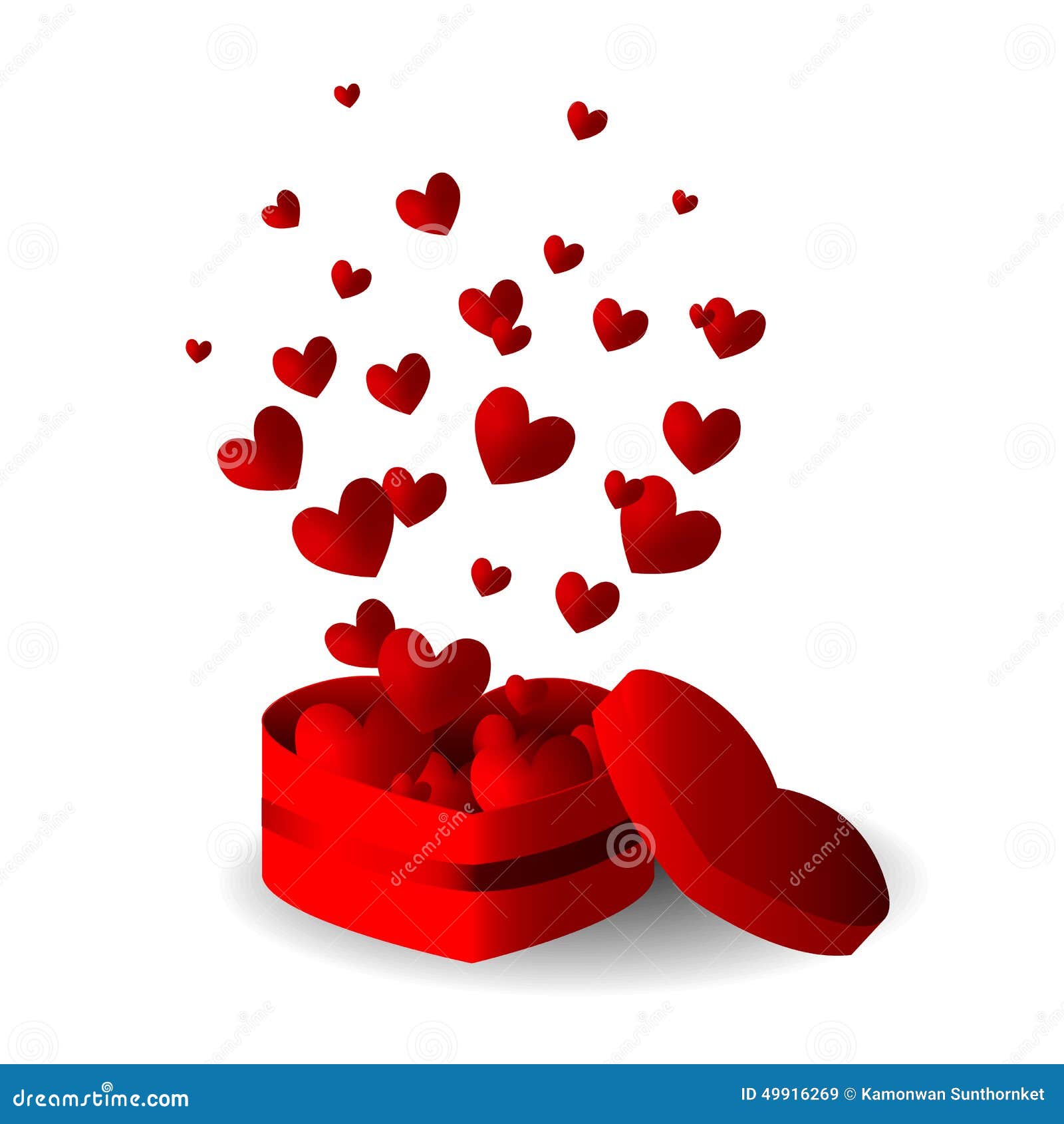 Heart Gift Box with Flying Hearts Stock Vector - Illustration of love ...