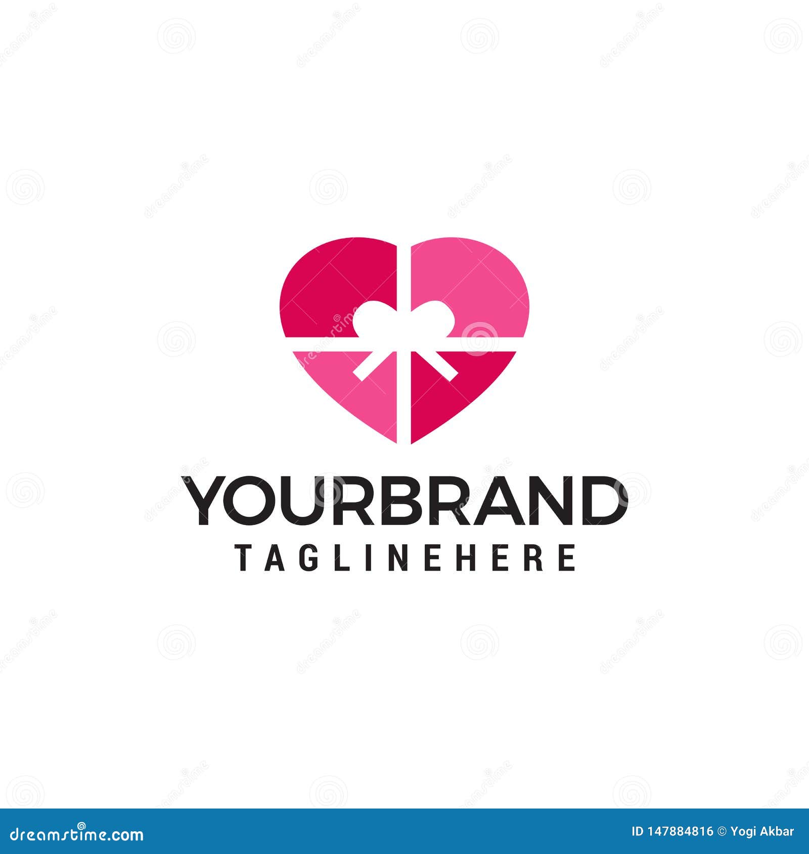 Heart Gift Logo Design Concept Template Stock Vector - Illustration of ...