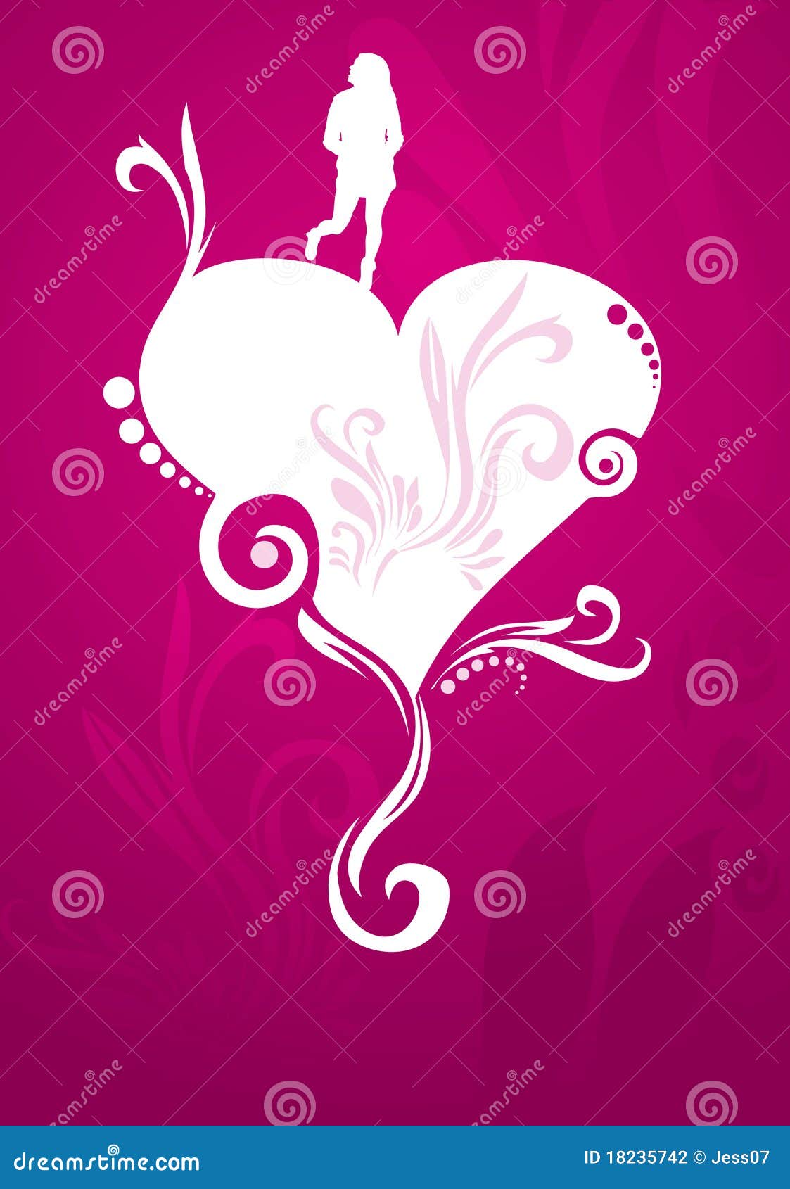 Silhouette Pink Woman With Ribbon Of Breast Cancer Vector Illustration
