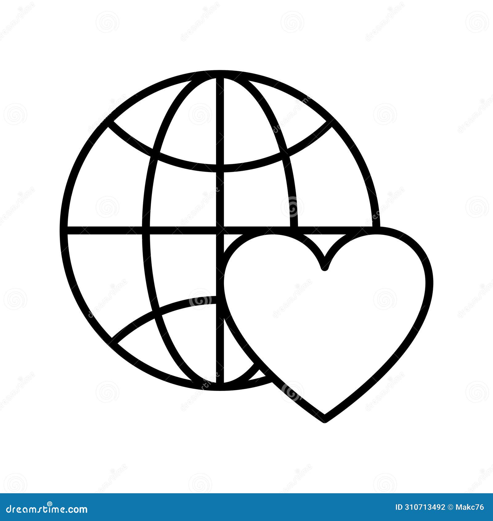 Heart with Globe Icon. Planet Earth with Heart Symbol Stock Vector ...