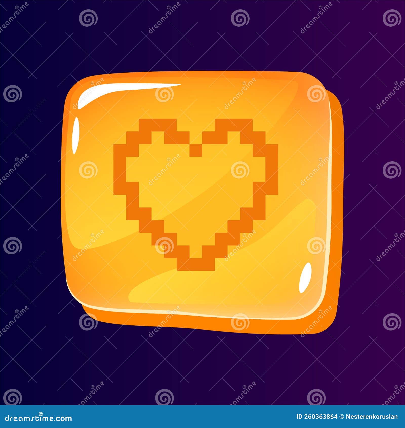 Heart Glossy Ui Button with Pixelated Icon Stock Vector - Illustration ...