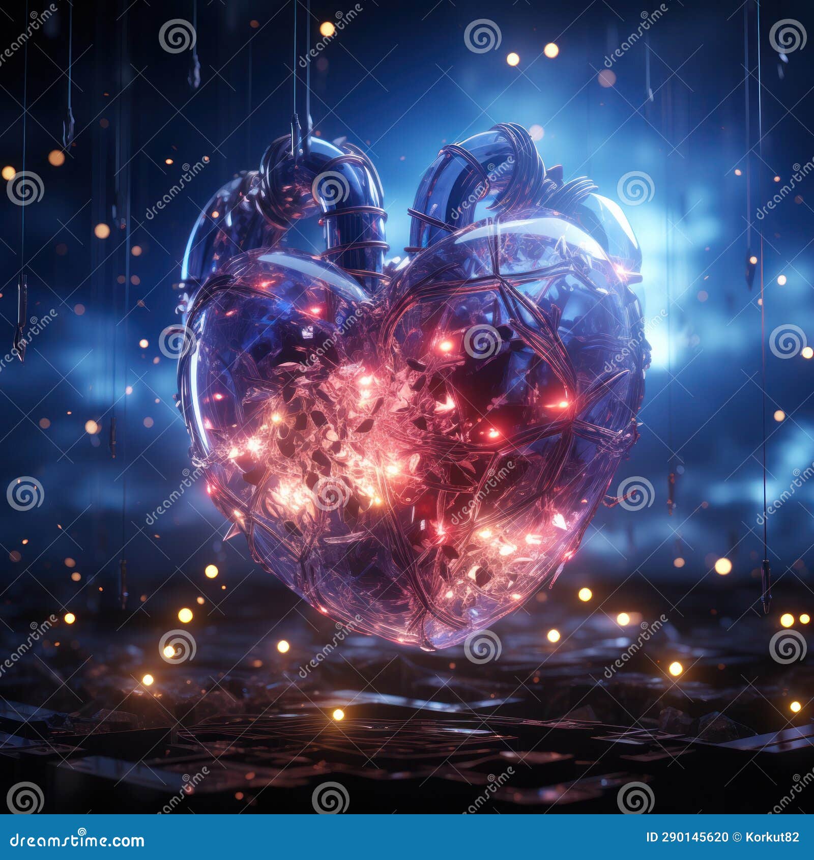 Heart with glowing lights stock illustration. Illustration of curve ...