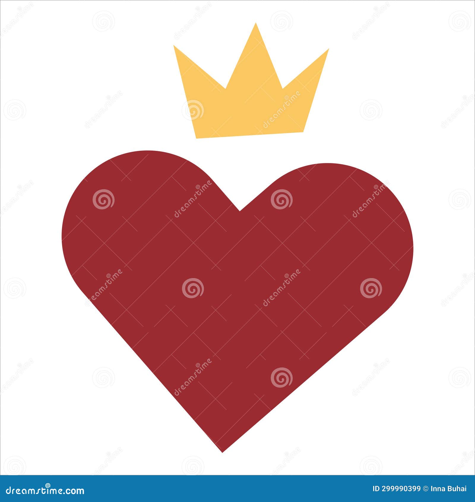 Heart with a Gold Crown. Flat Vector Stock Illustration - Illustration ...
