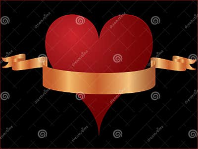 Heart with gold ribbon stock vector. Illustration of beauty - 7323882