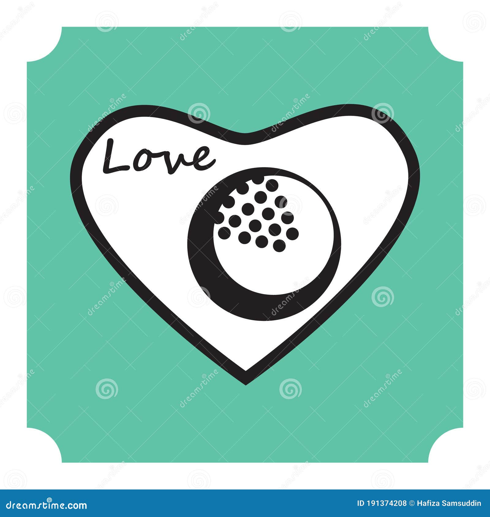 Heart with Golf Ball. Vector Illustration Decorative Design Stock ...