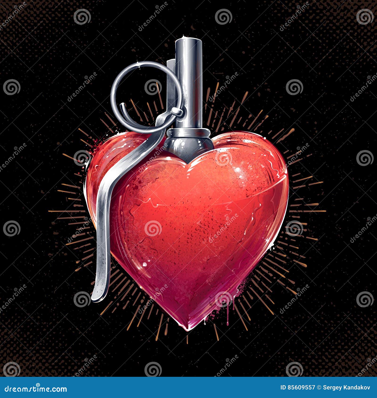 Heart Grenade Art stock vector. Illustration of dirty - 85609557