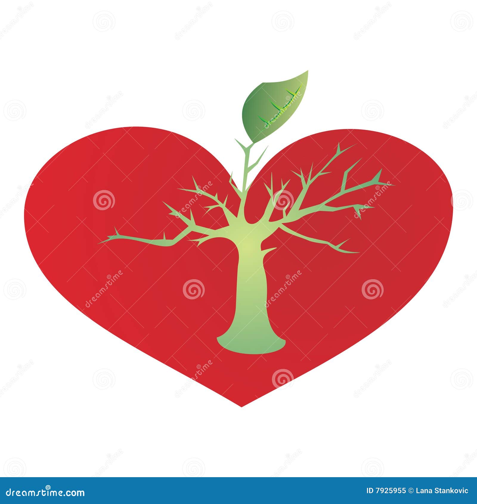 Heart and growing tree stock vector. Illustration of romance - 7925955